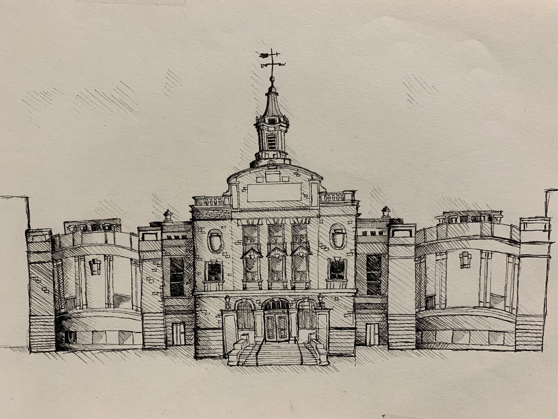 ArtStation - University Building - Ink Sketch