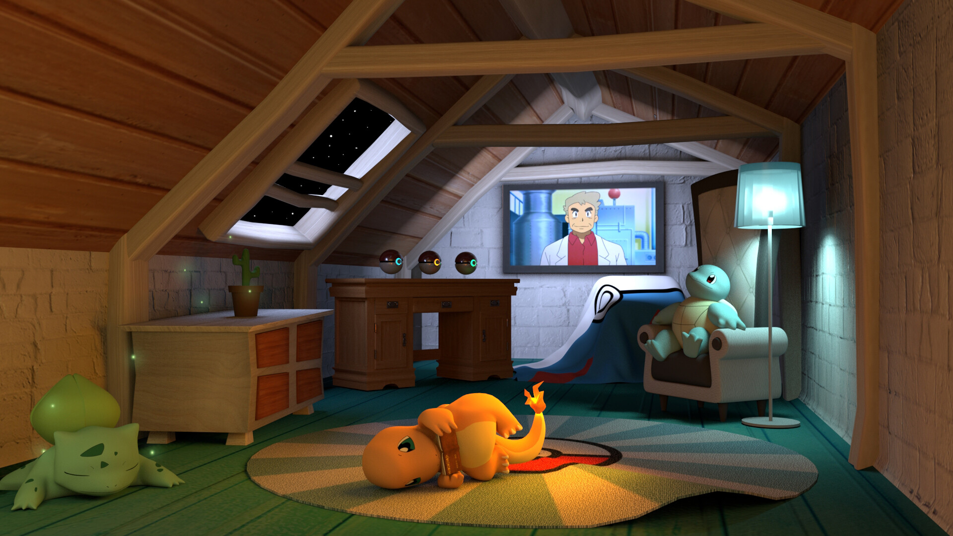 ArtStation - 3D Pokémon Attic Scene
