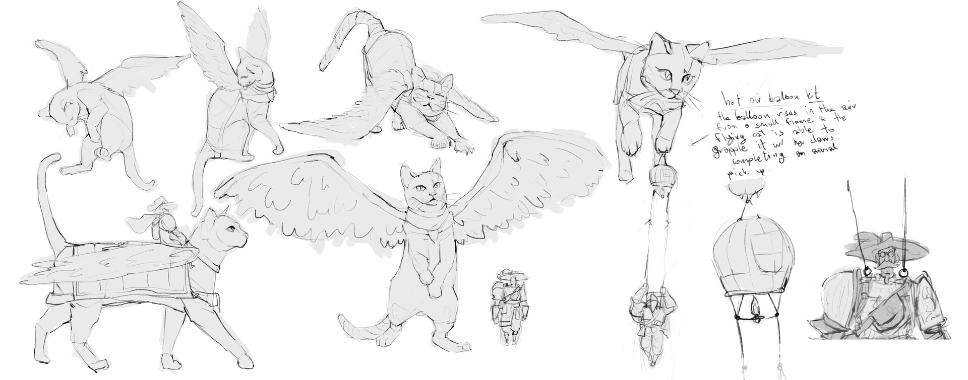 winged cat drawing base