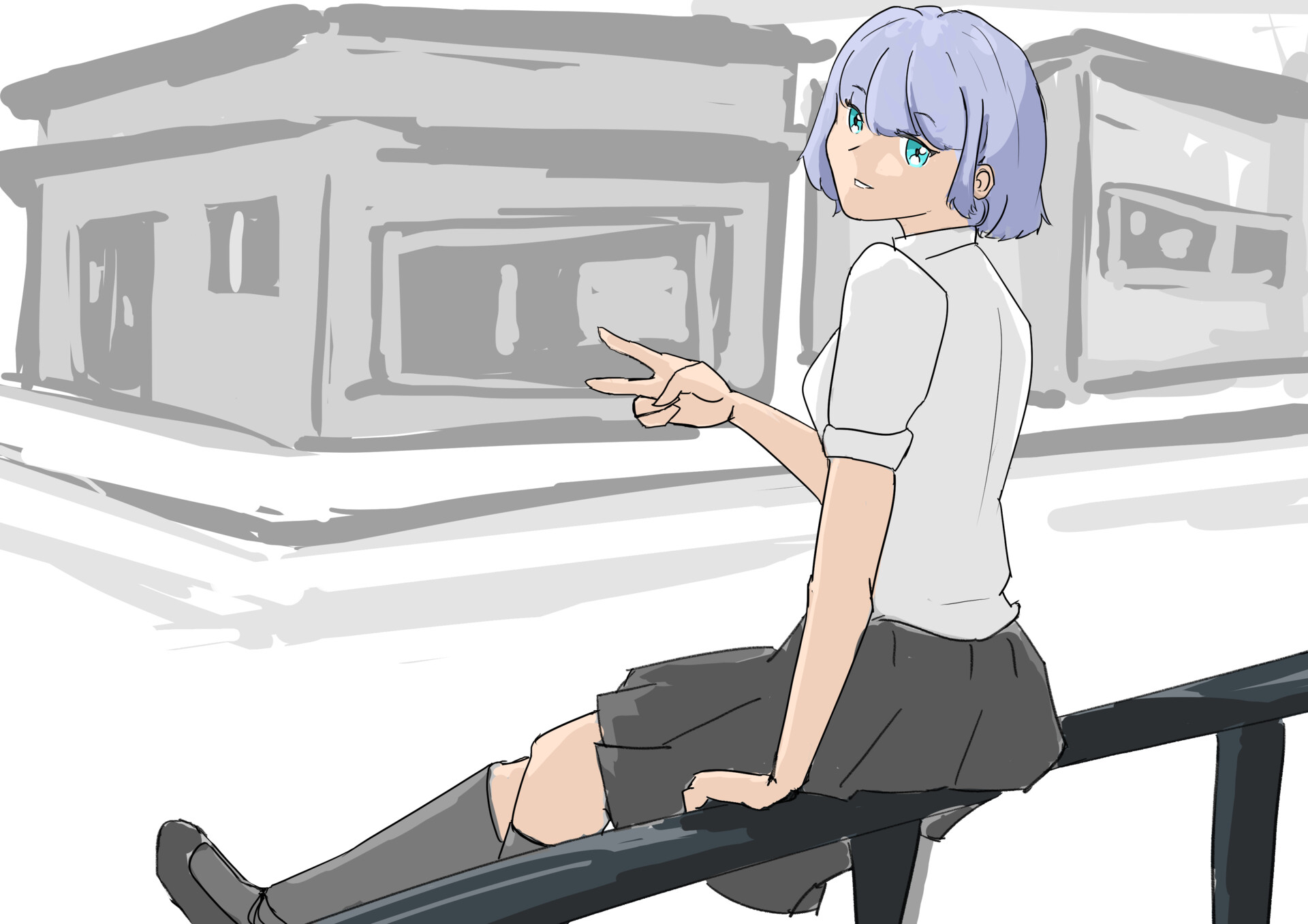 ArtStation - Girl on fence