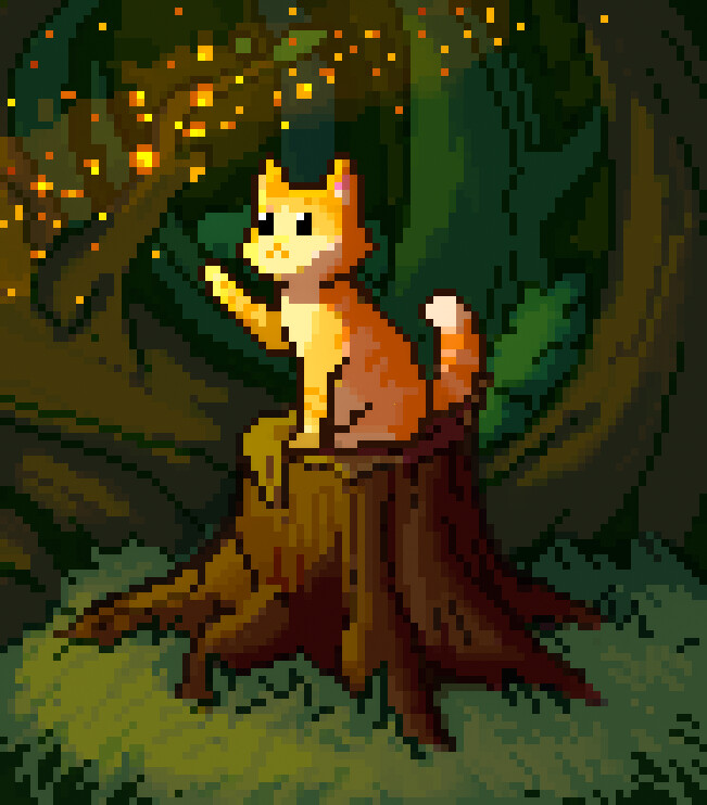 ArtStation - Cat in the forest