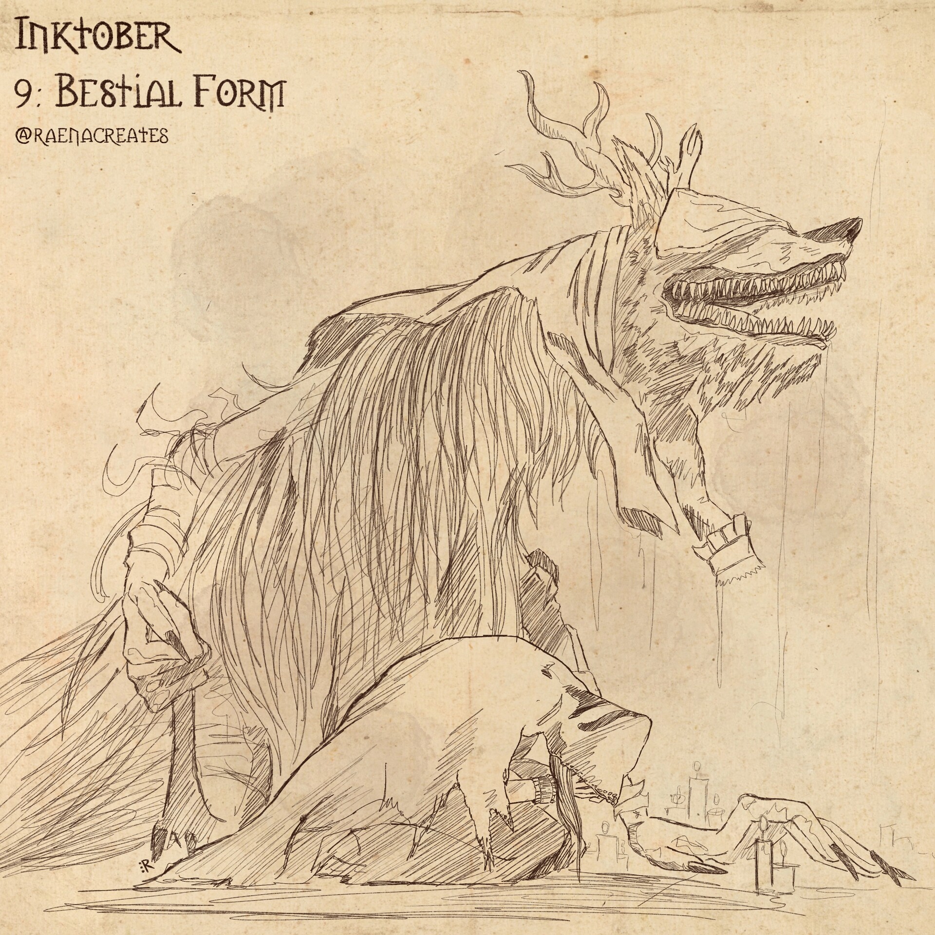 ArtStation - Inktober 9 - Bestial Form