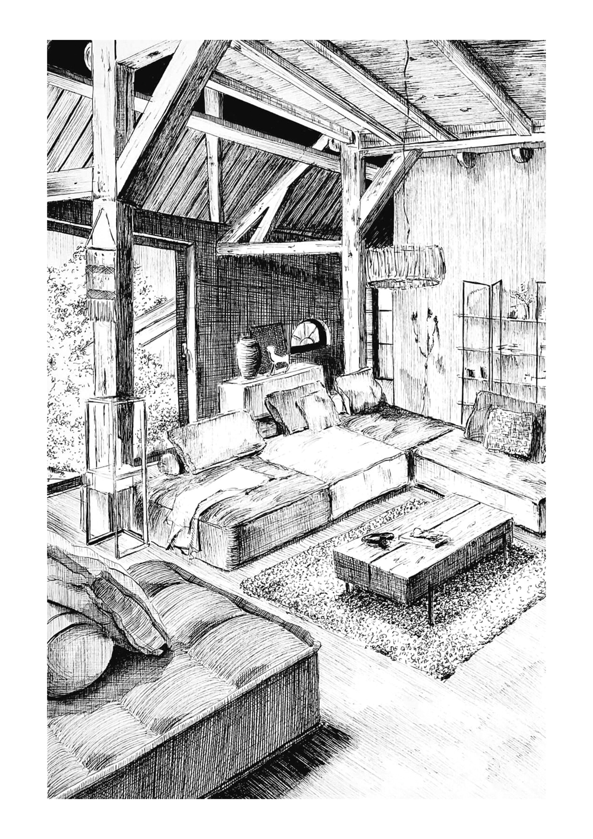 ArtStation - INTERIOR PERSPECTIVE IN BASIC LINES