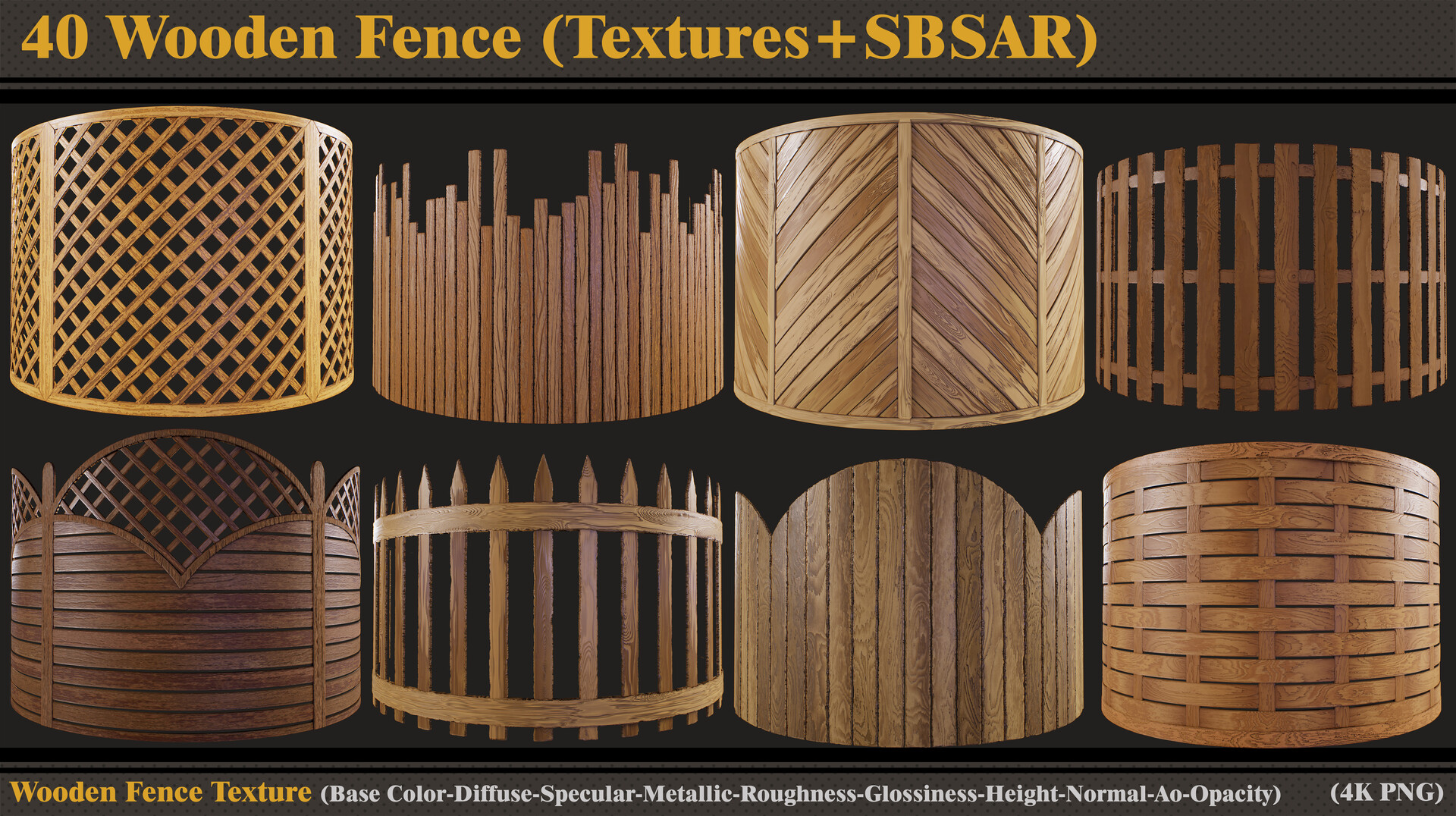 Zahra.3D - 40 Wooden Fence (Textures + SBSAR)