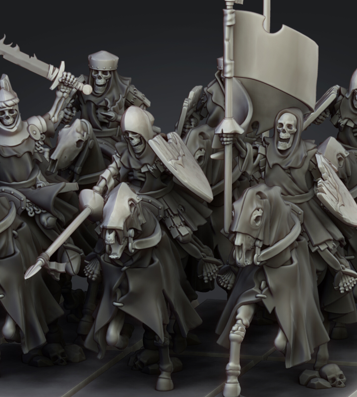 ArtStation - Undead Mounted Skeletons - Miniatures