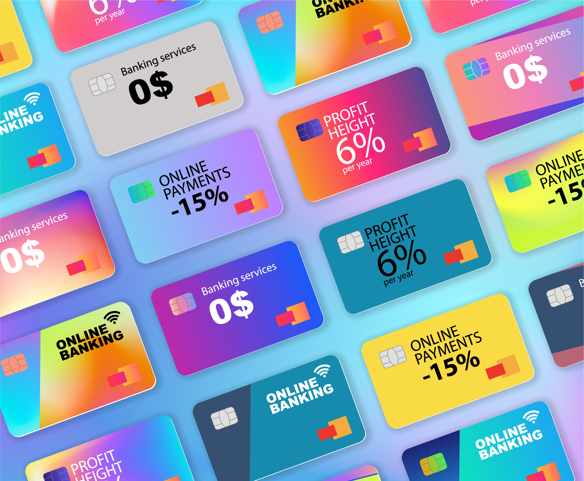 ArtStation - Collection of bright designs of plastic bank cards