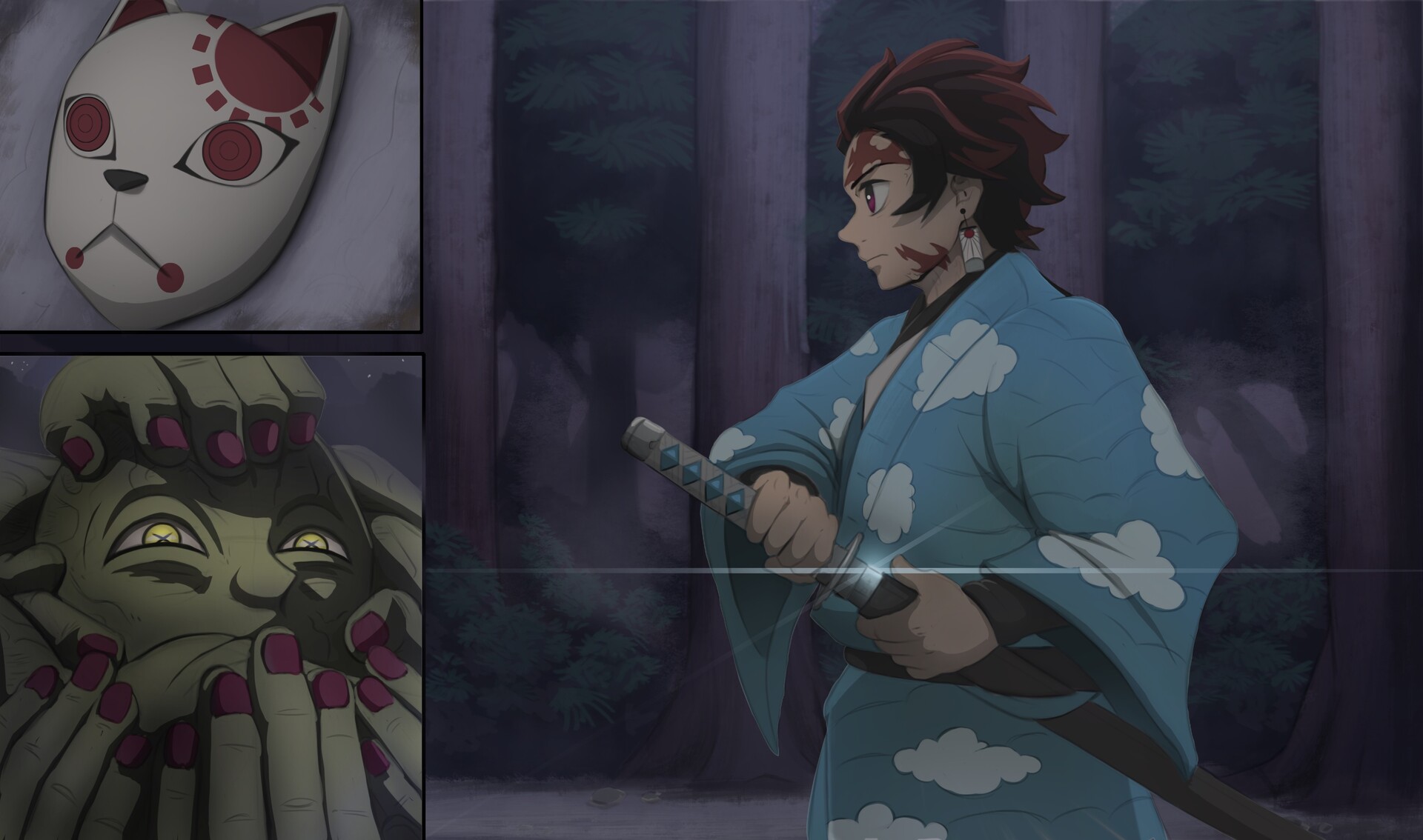 ArtStation - TANJIRO x HAND ONI SCENE