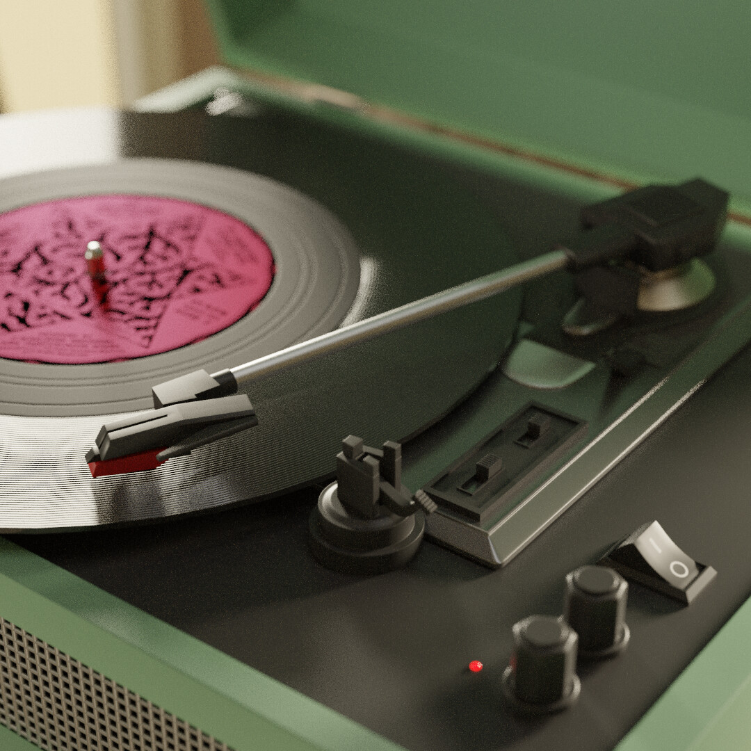 ArtStation - Crosley Record Player with SRIRAJAH ROCKERS record.