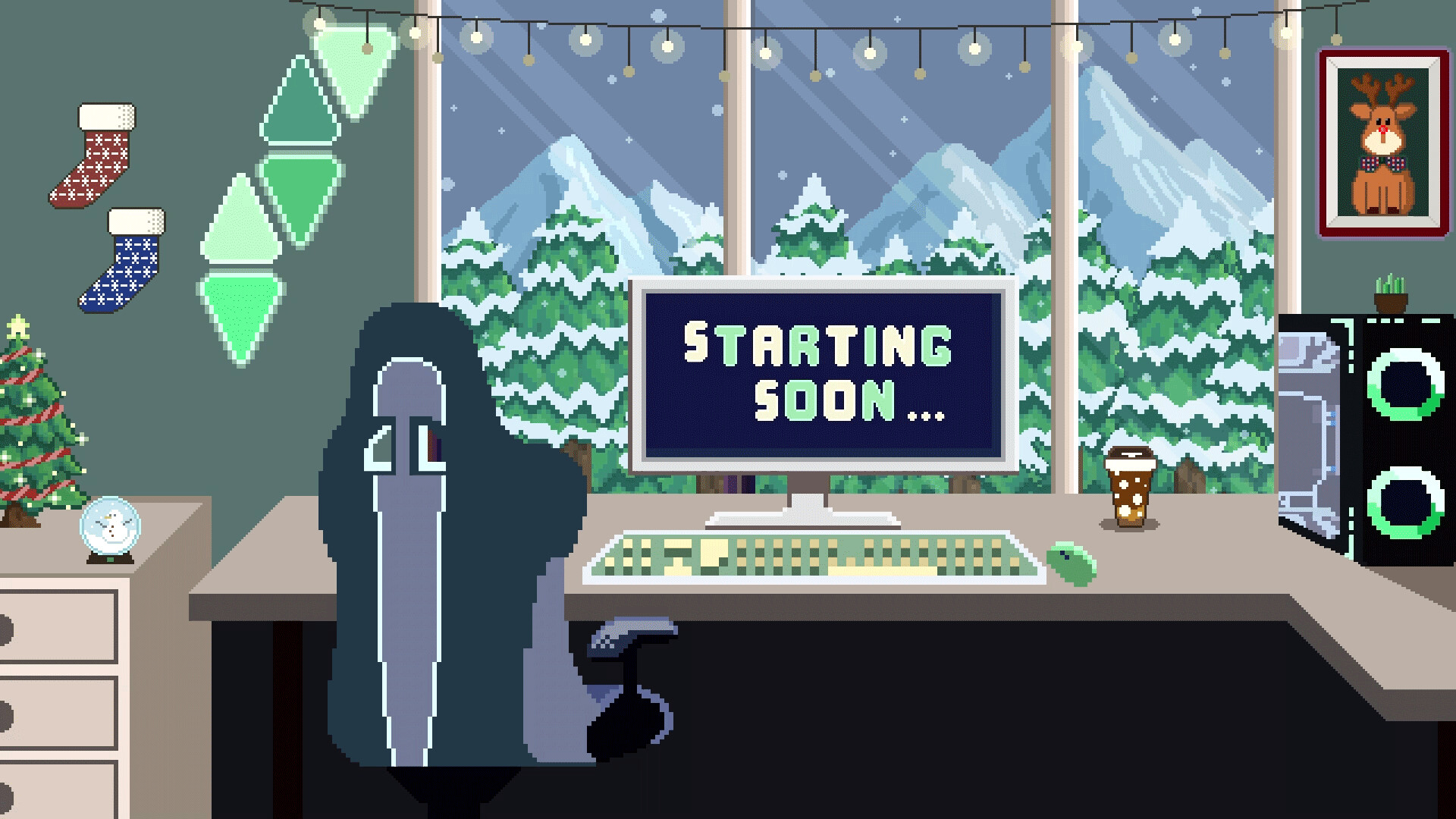 ArtStation - Snowy Christmas - Animated Pixel Art Screen - By Sofia Ritter