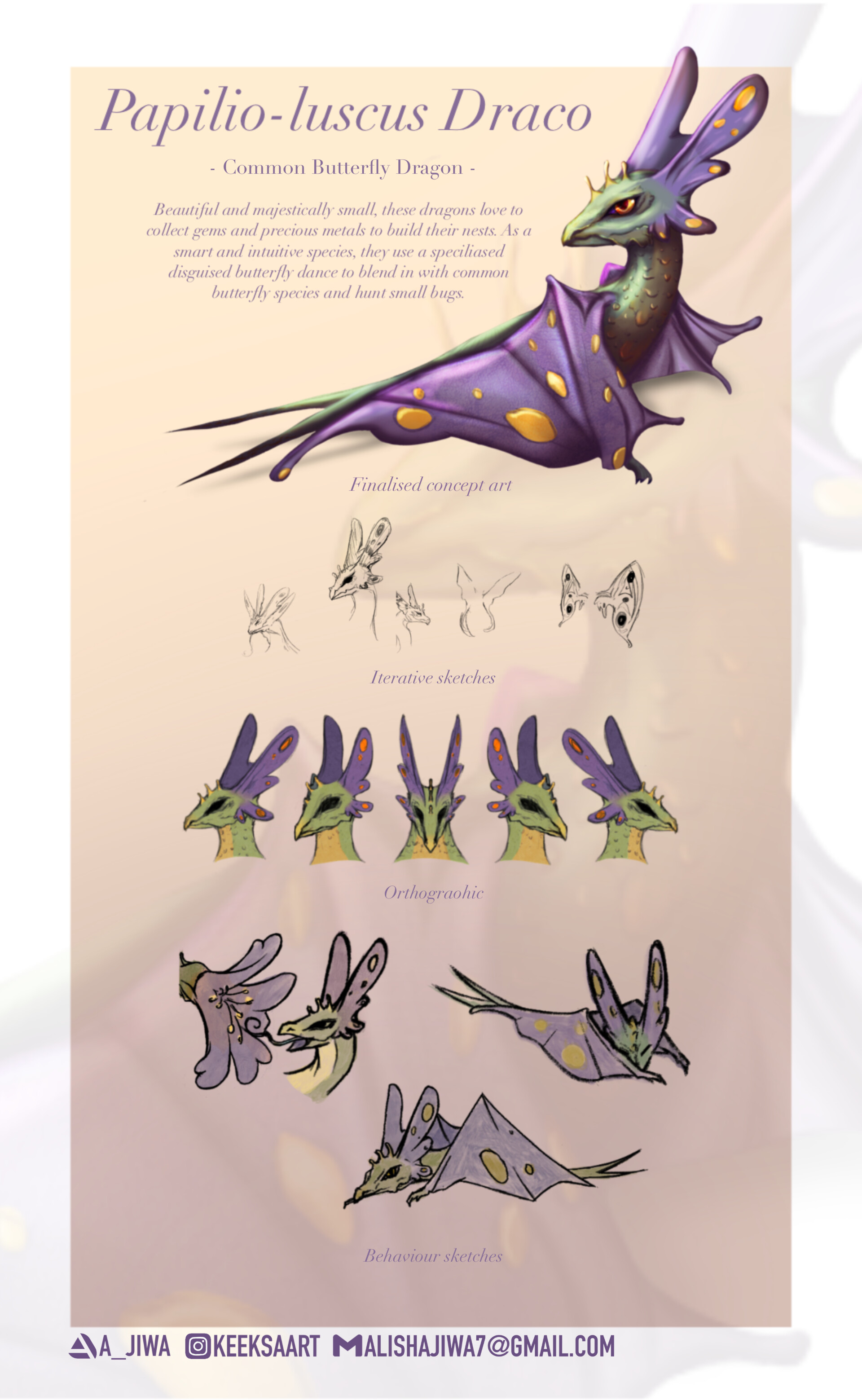 ArtStation - Butterfly Dragon - exploration into creature design