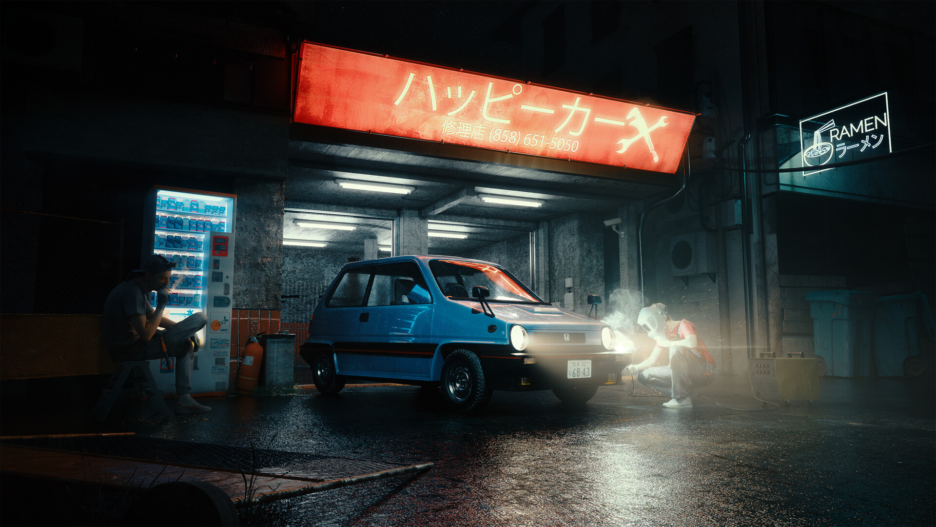 ArtStation - Honda City (1982) Japanese Repair Shop
