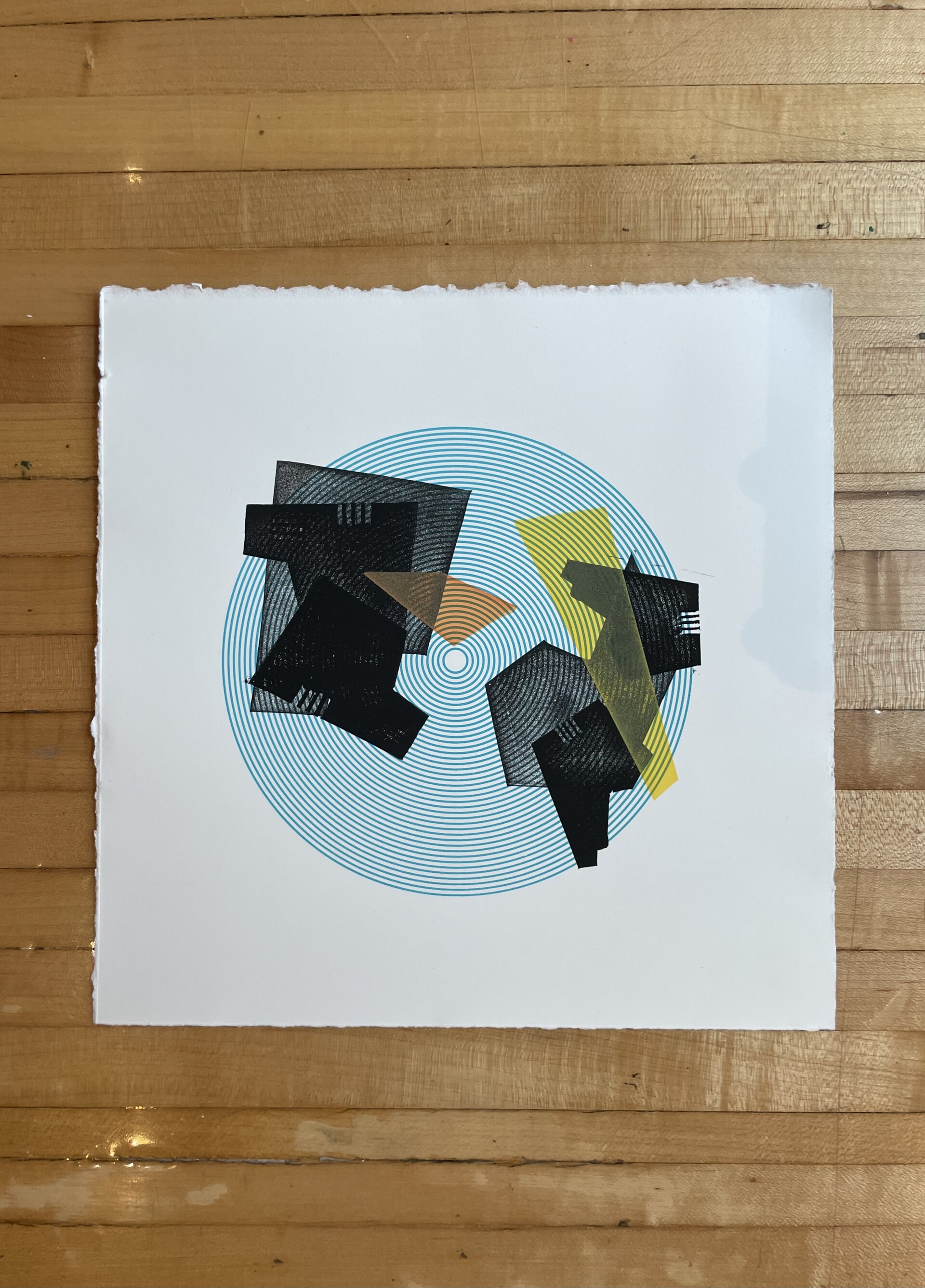 ArtStation - Orbit | abstract Screenprint and linocut monoprint