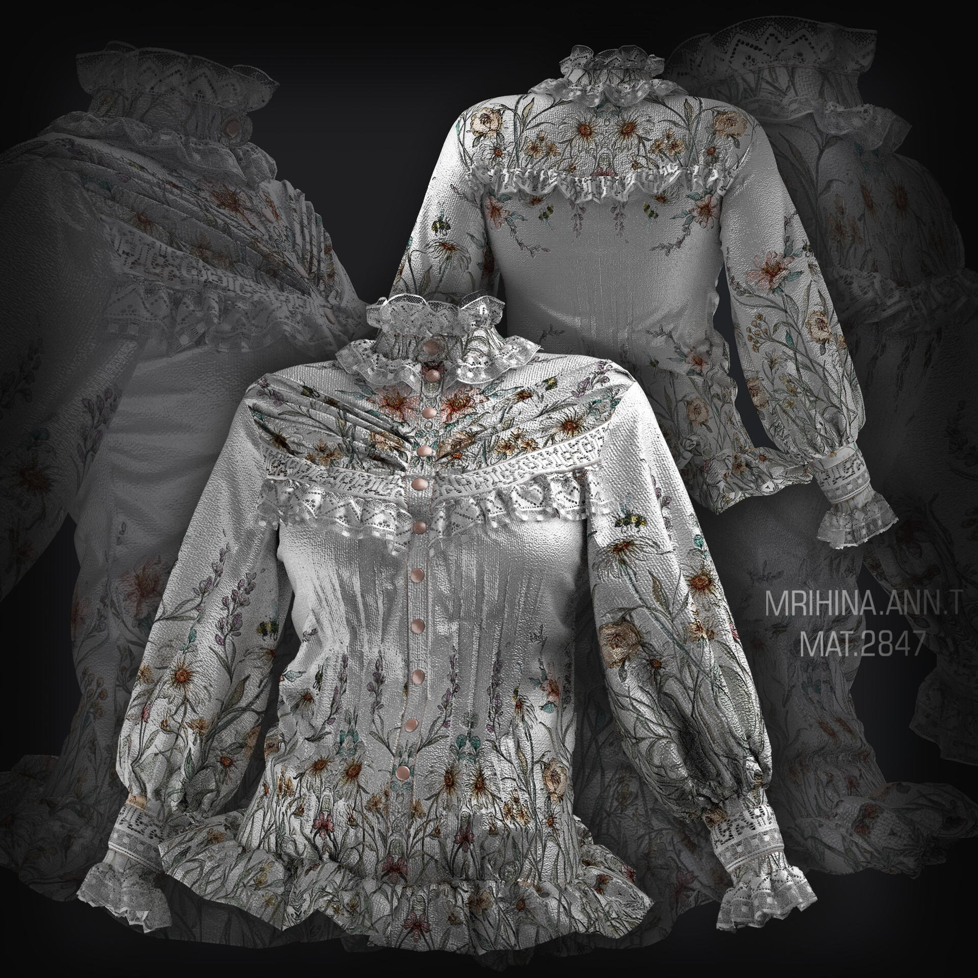 ArtStation - .Floral blouse.