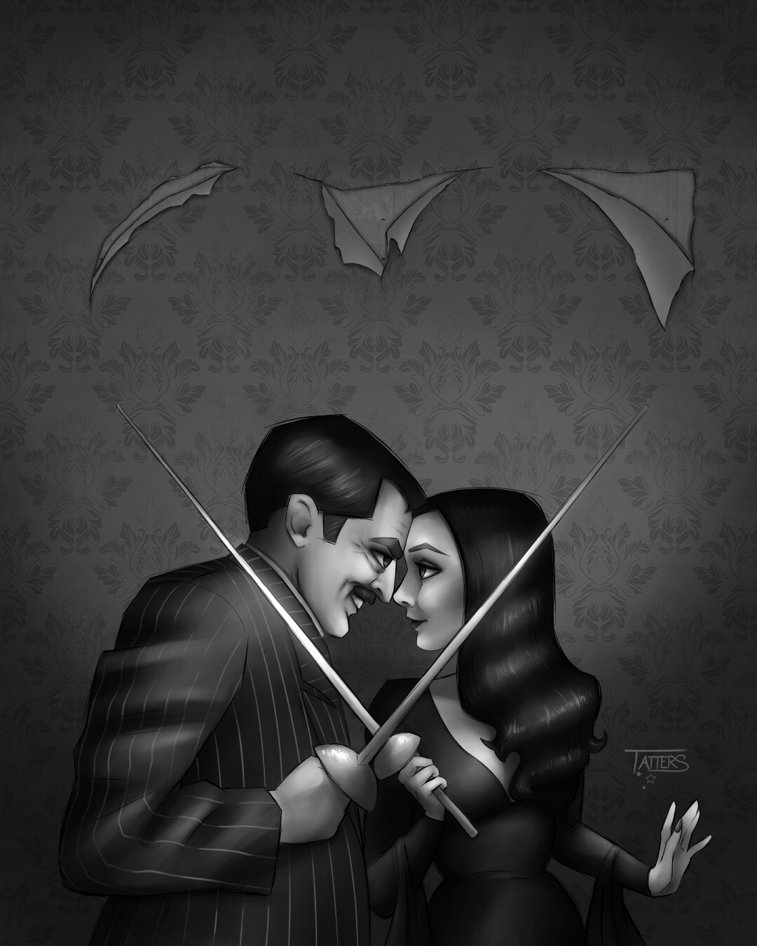 Wednesday Addams Morticia Hugging