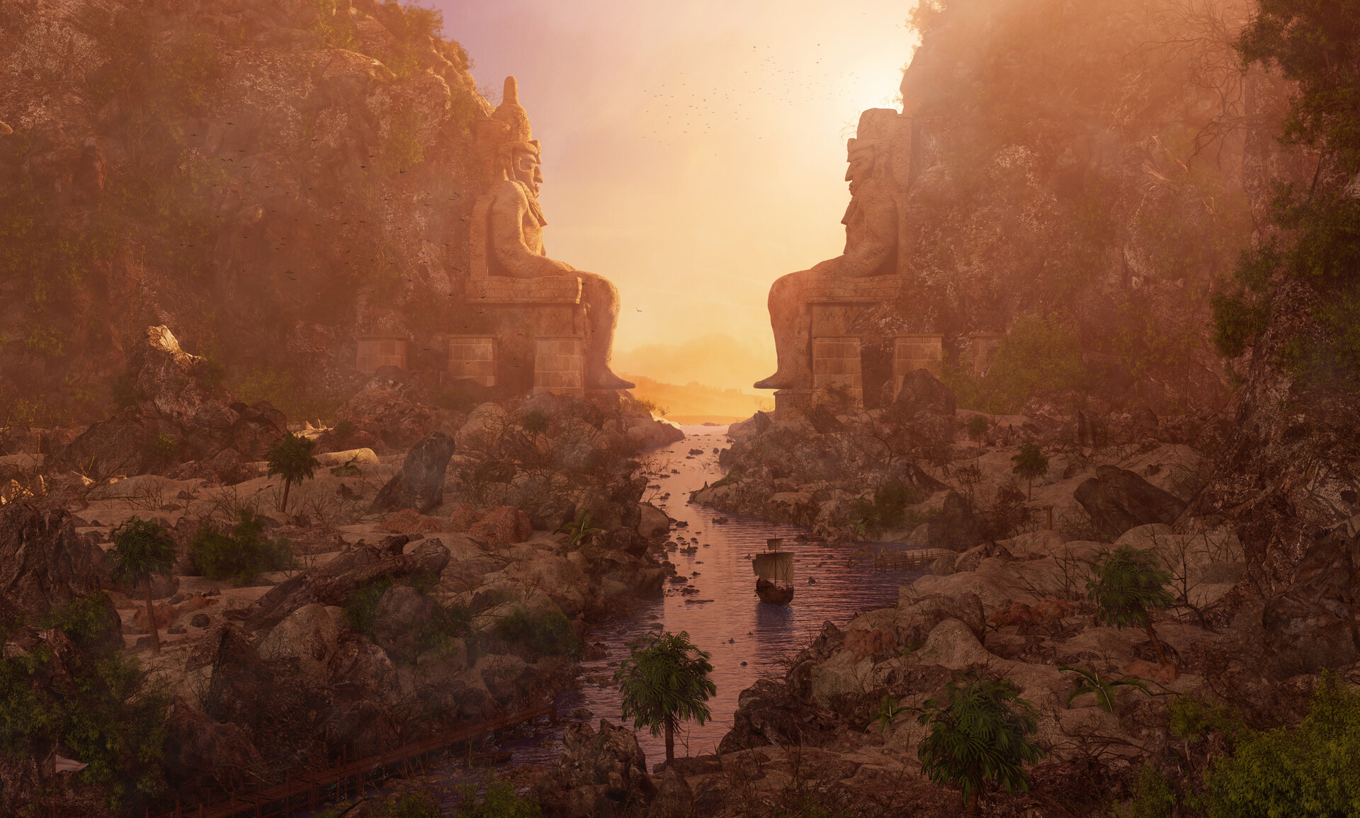 ArtStation - Fantasy Egyptian Gate River