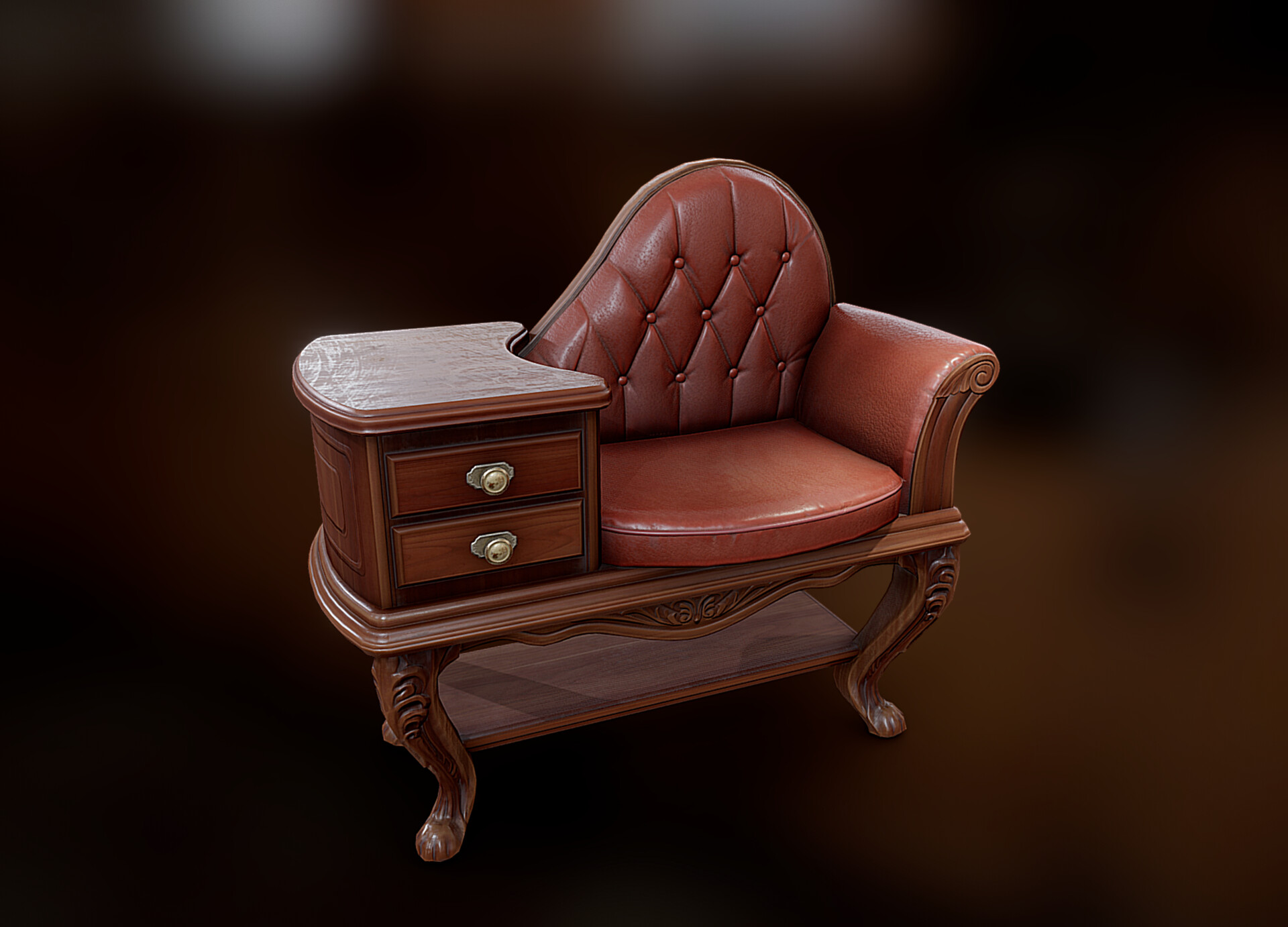 ArtStation - Chesterfield Seat with Side Table