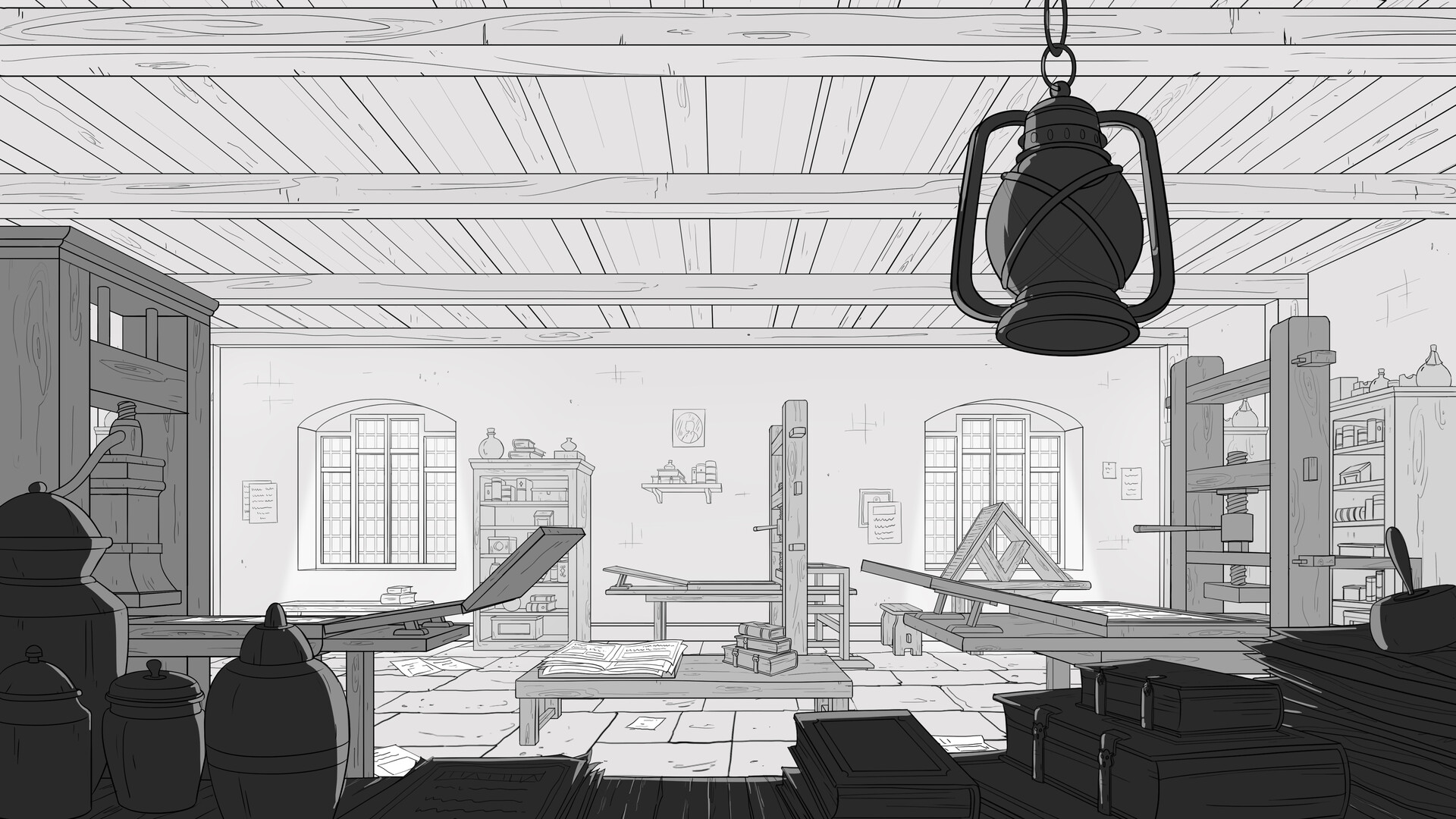 ArtStation - 18th Century Printing Press Concept Art