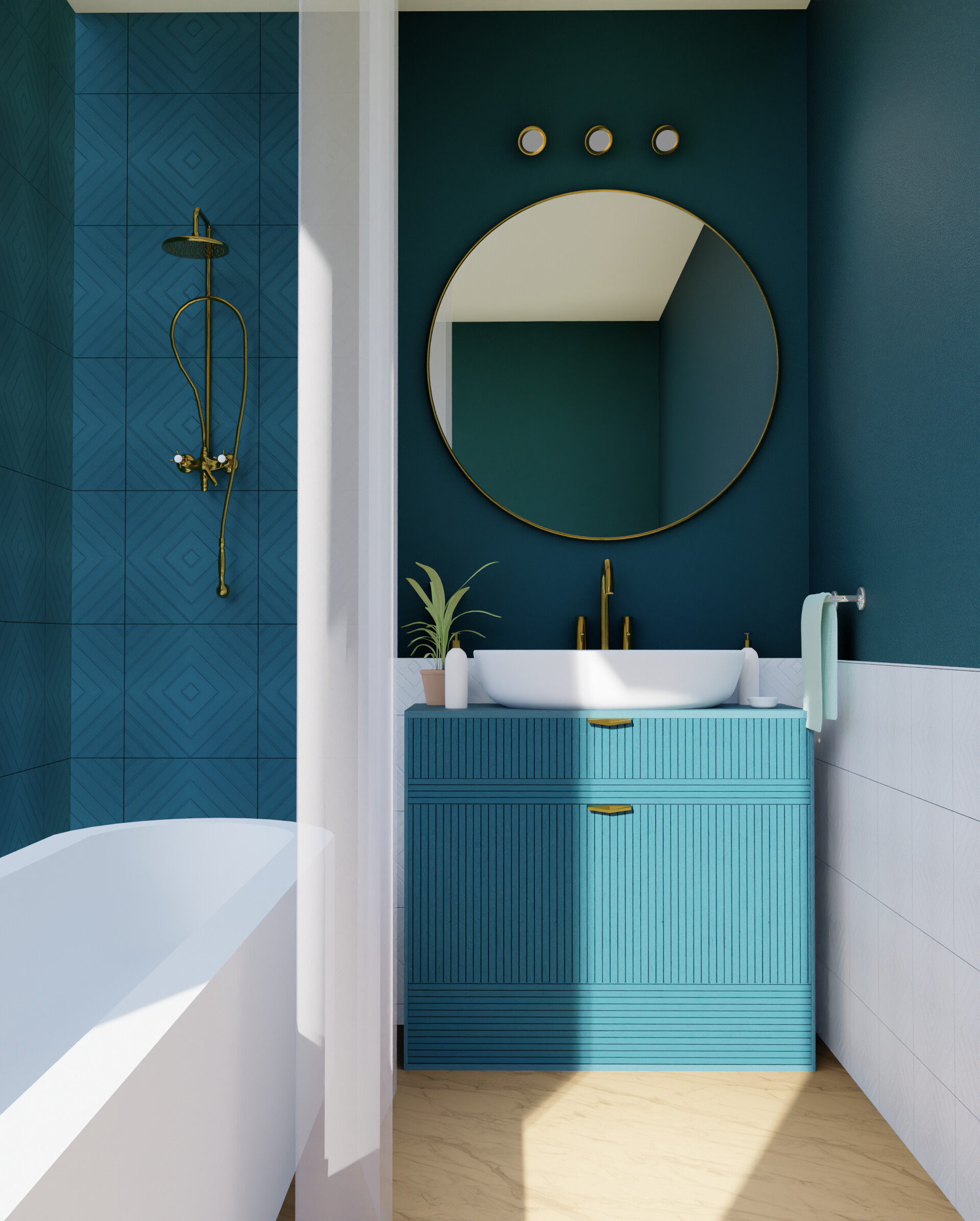 ArtStation - Solid Indigo Bathroom