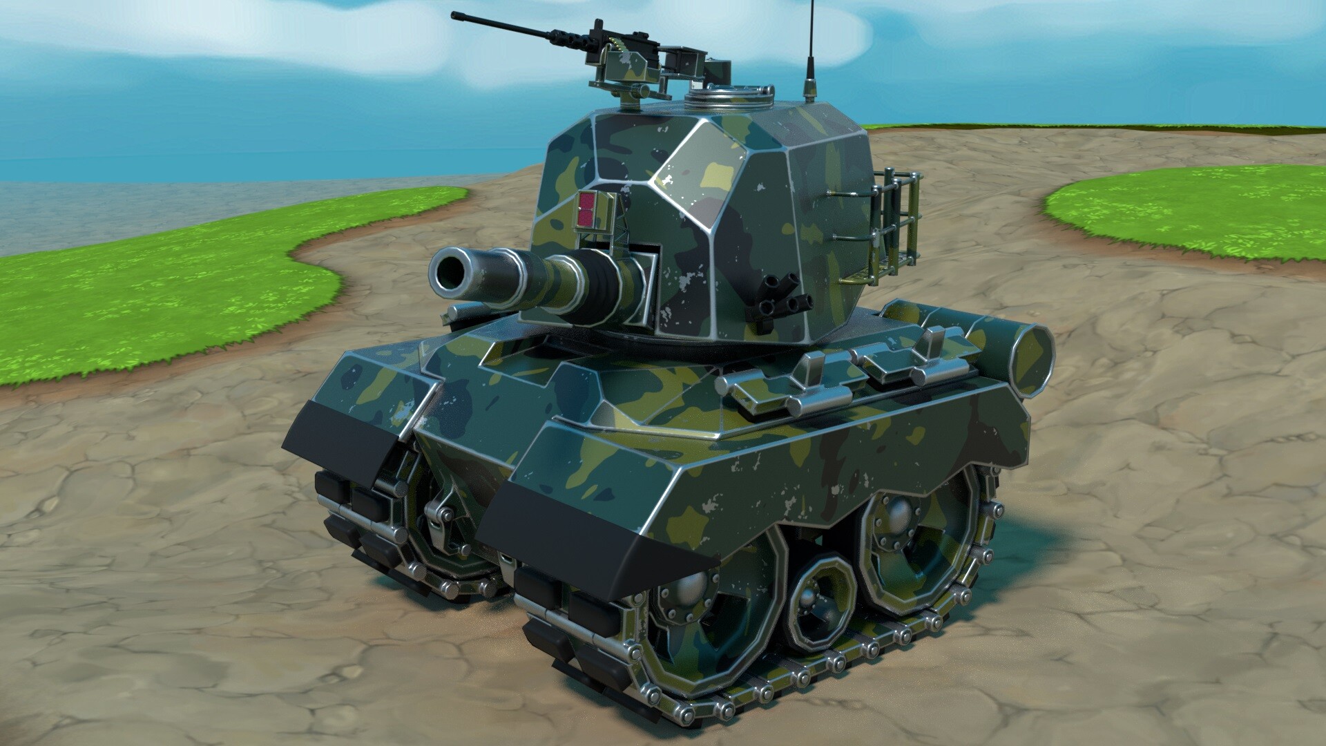 ArtStation - Cartoon Low Poly Animated Tank 3D Model