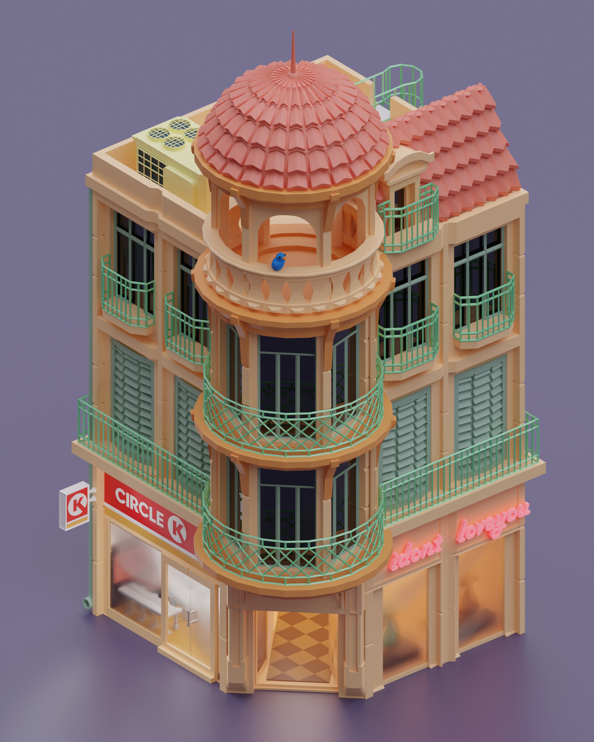 ArtStation - Low Poly - La Rambla Corner