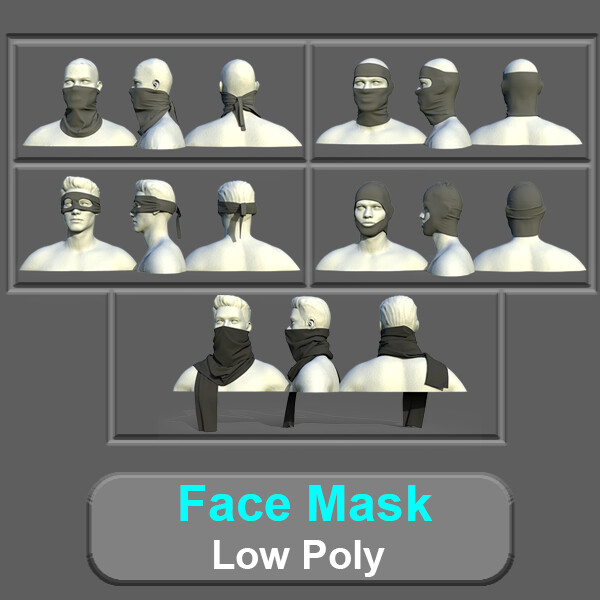ArtStation - Face Mask Low Poly With UV Vol 3