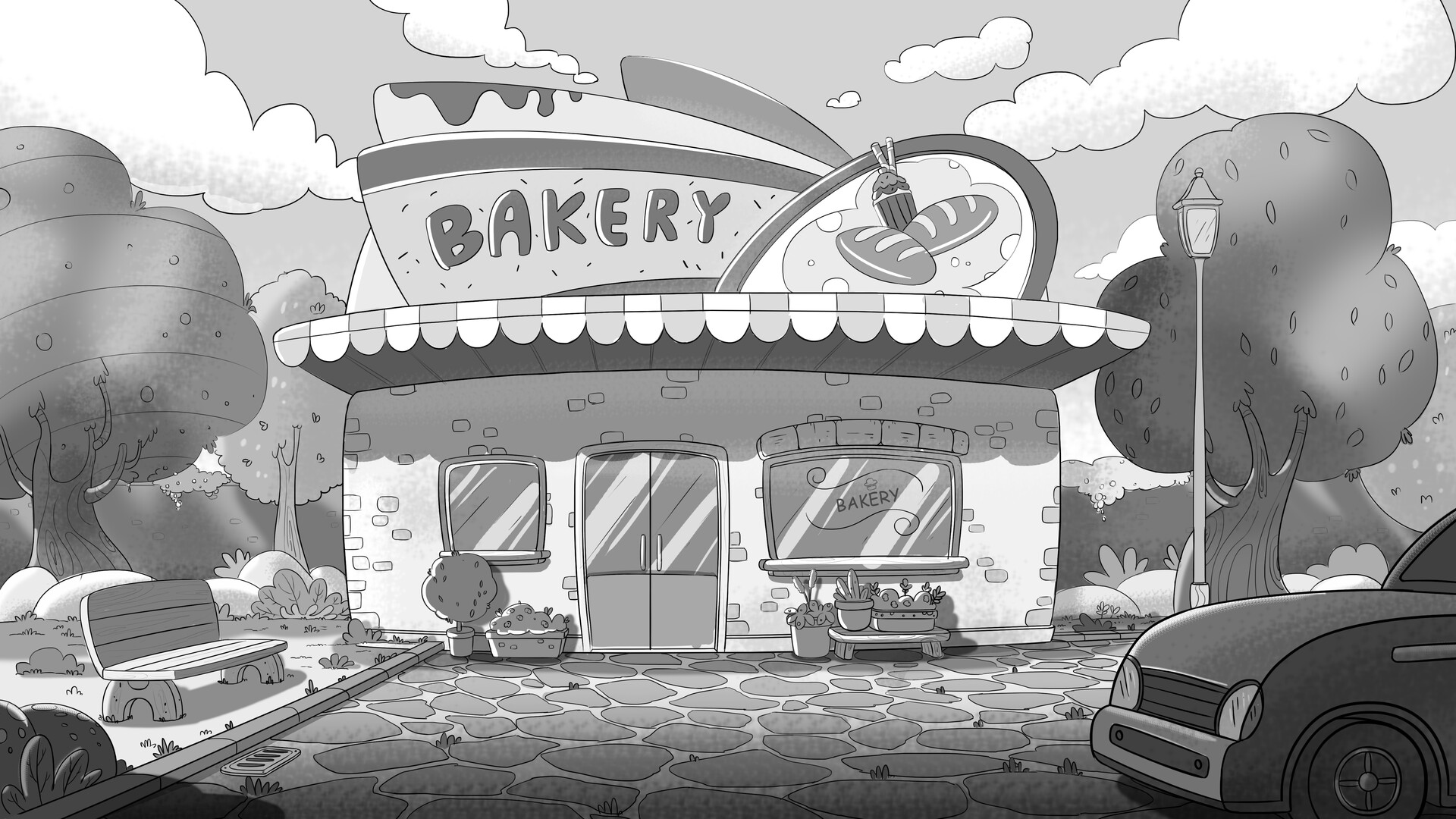 ArtStation - Bakery Exterior Concept Layout
