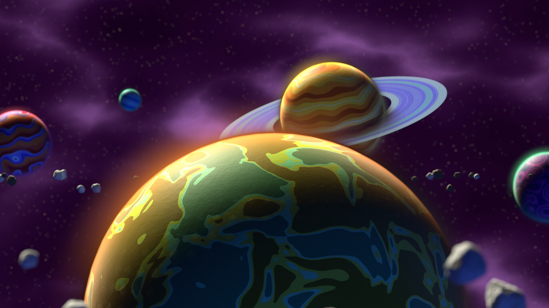 ArtStation - Cartoon little planets