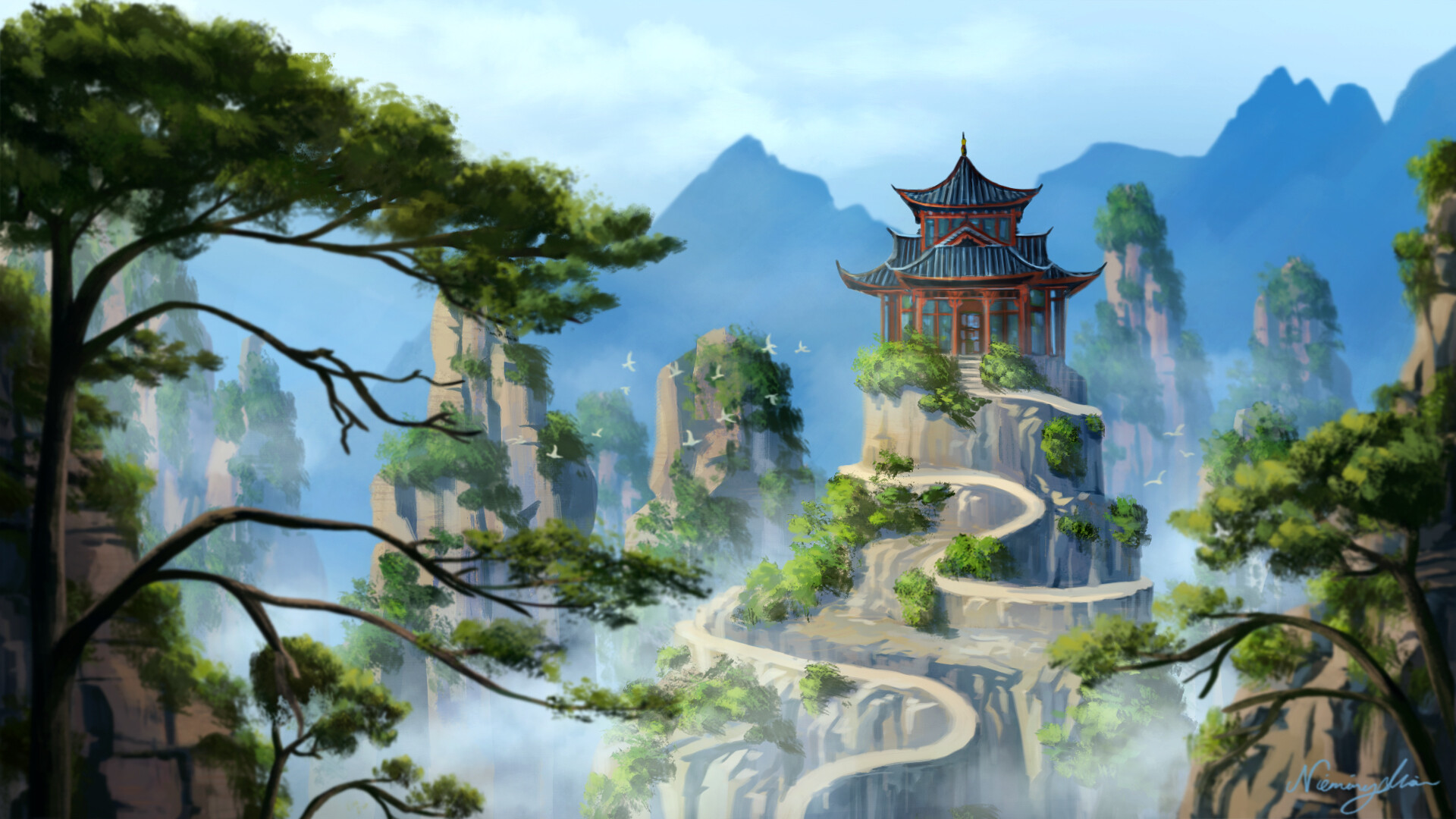 ArtStation - Temple Amongst the Mountains