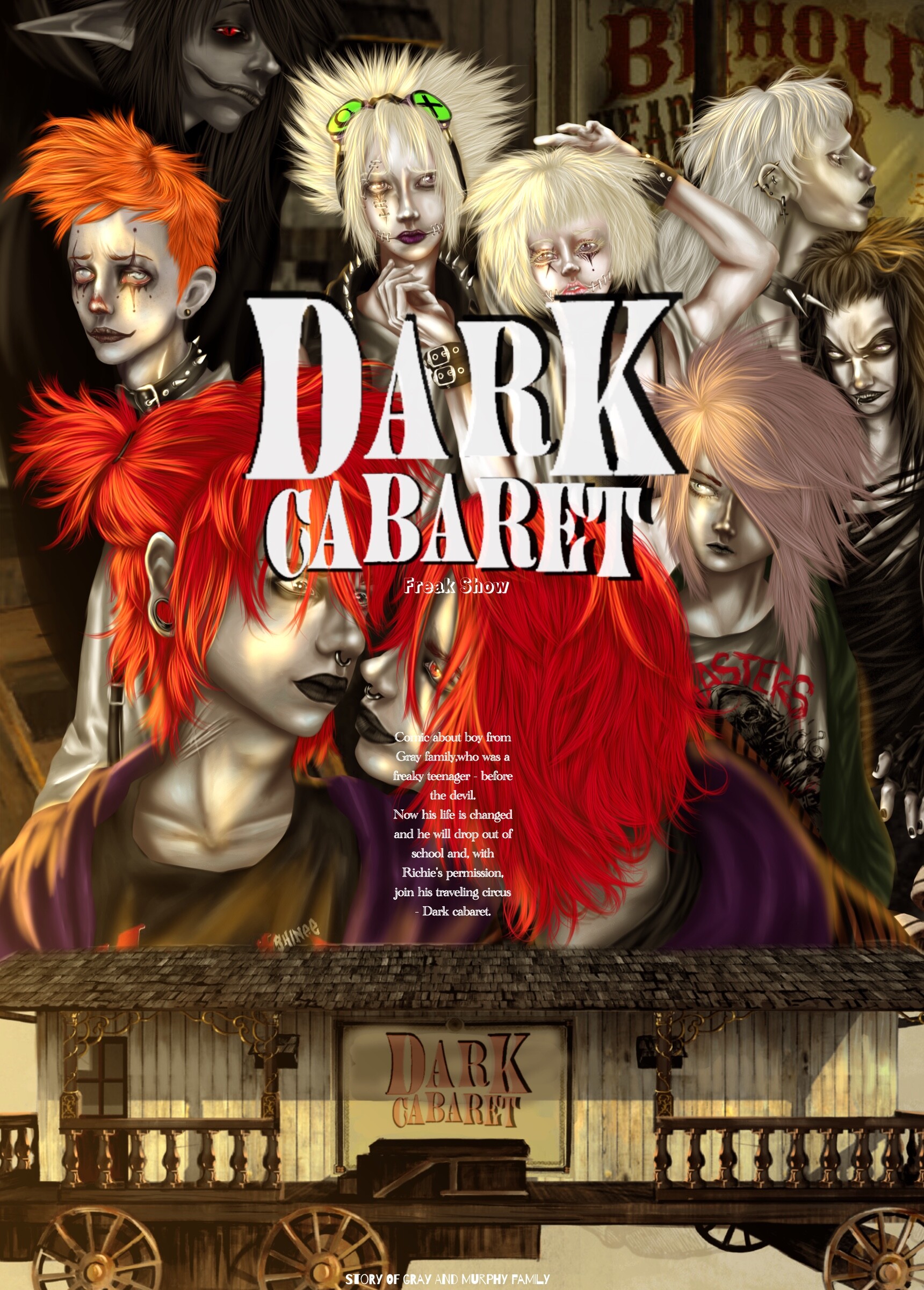 ArtStation - Dark cabaret - Freak show - story from Pentagram city pt 2