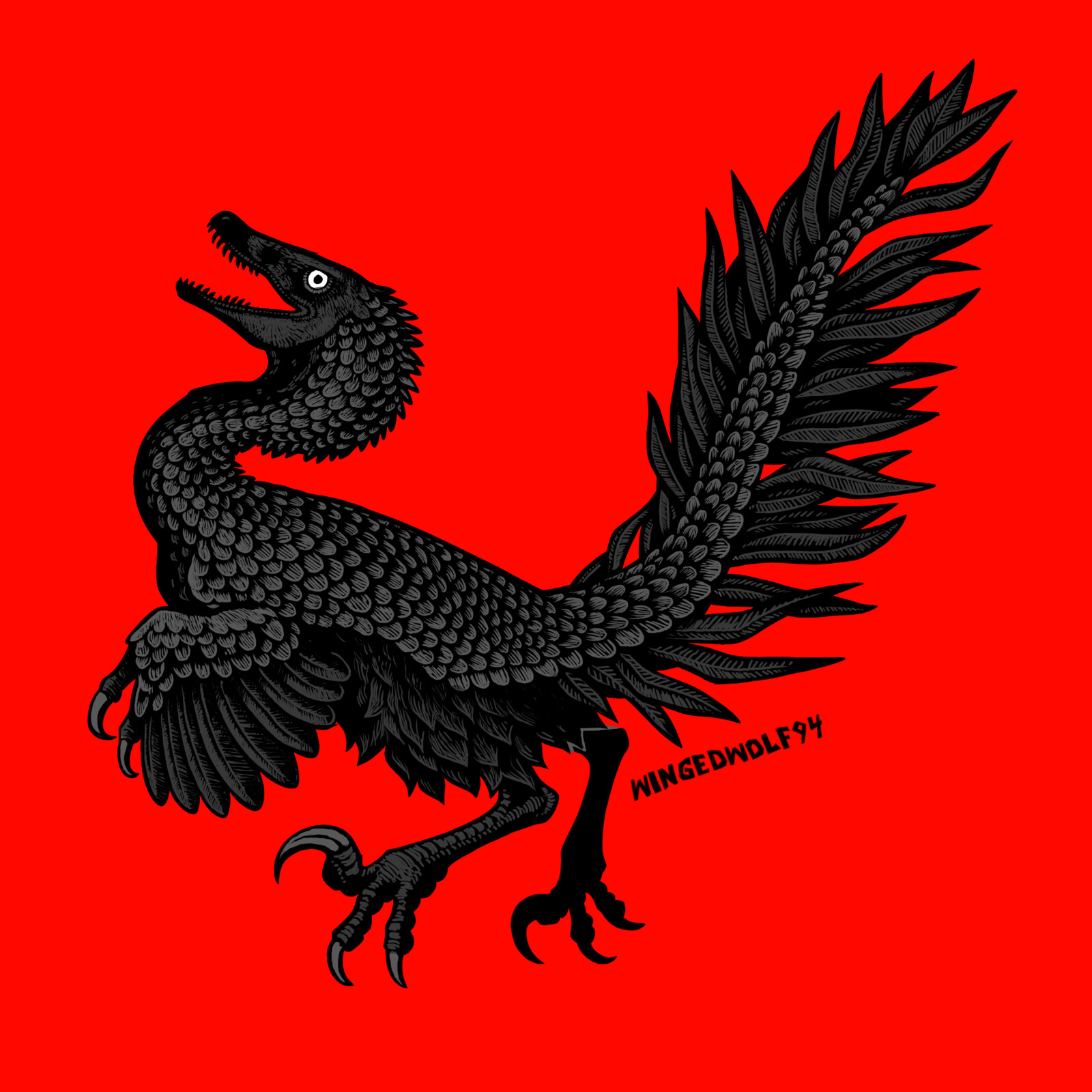 wingedwolf94 - Black and Red Velociraptor