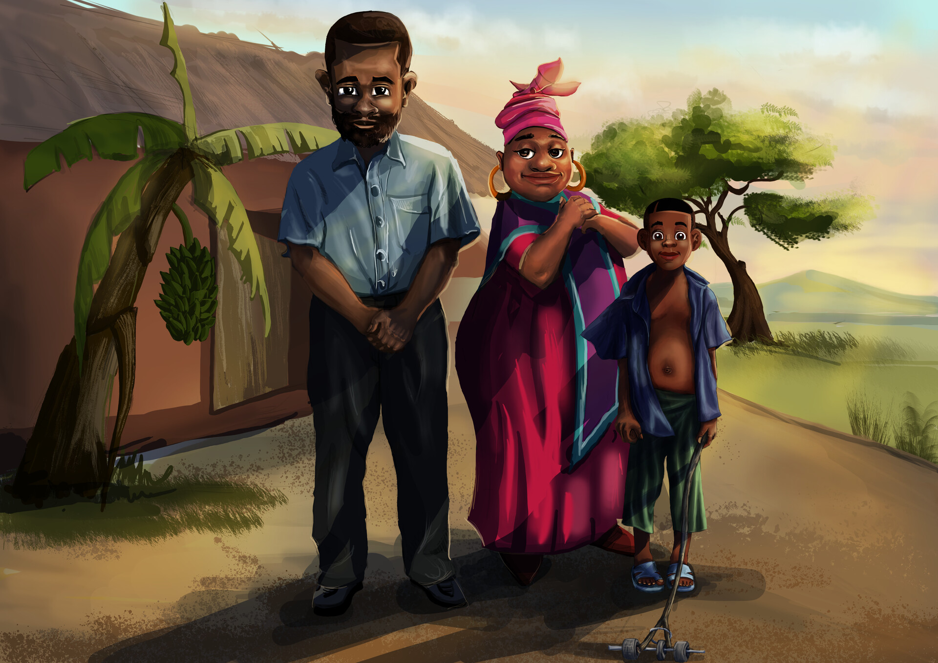 ArtStation - (African art) Humble background family
