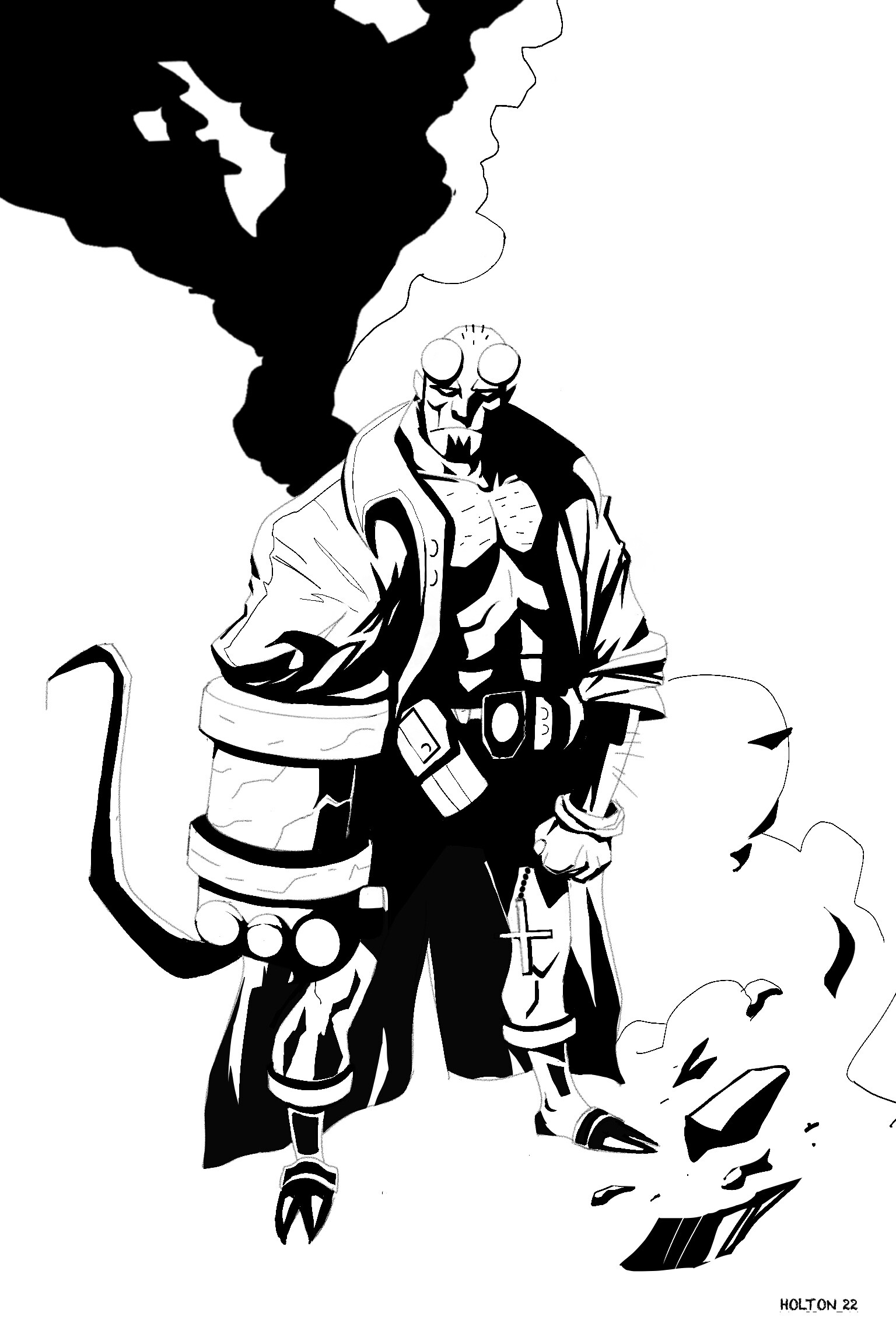 ArtStation - Hellboy black & white