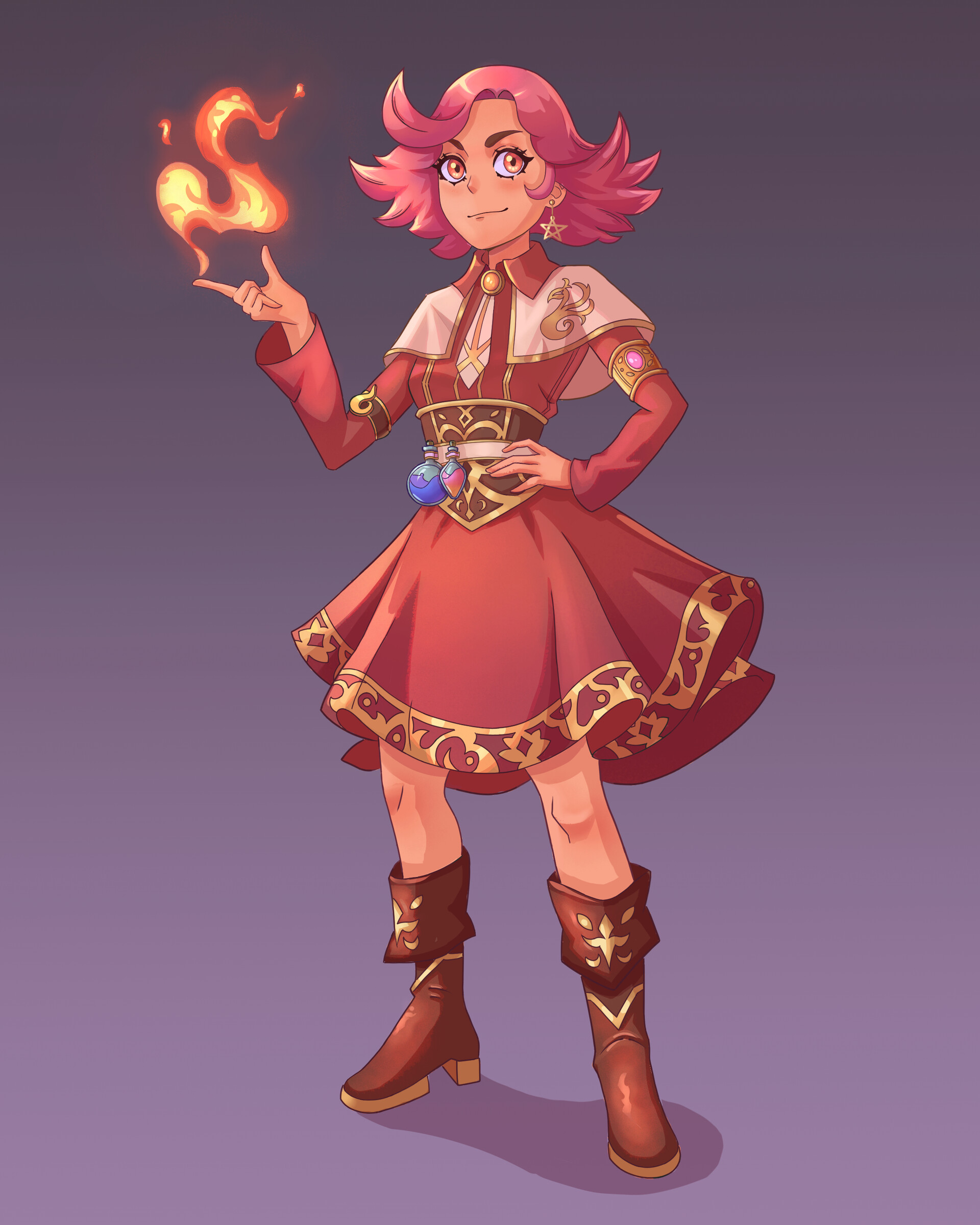 ArtStation - OC - Camélia (The Flame Prodigy Mage)