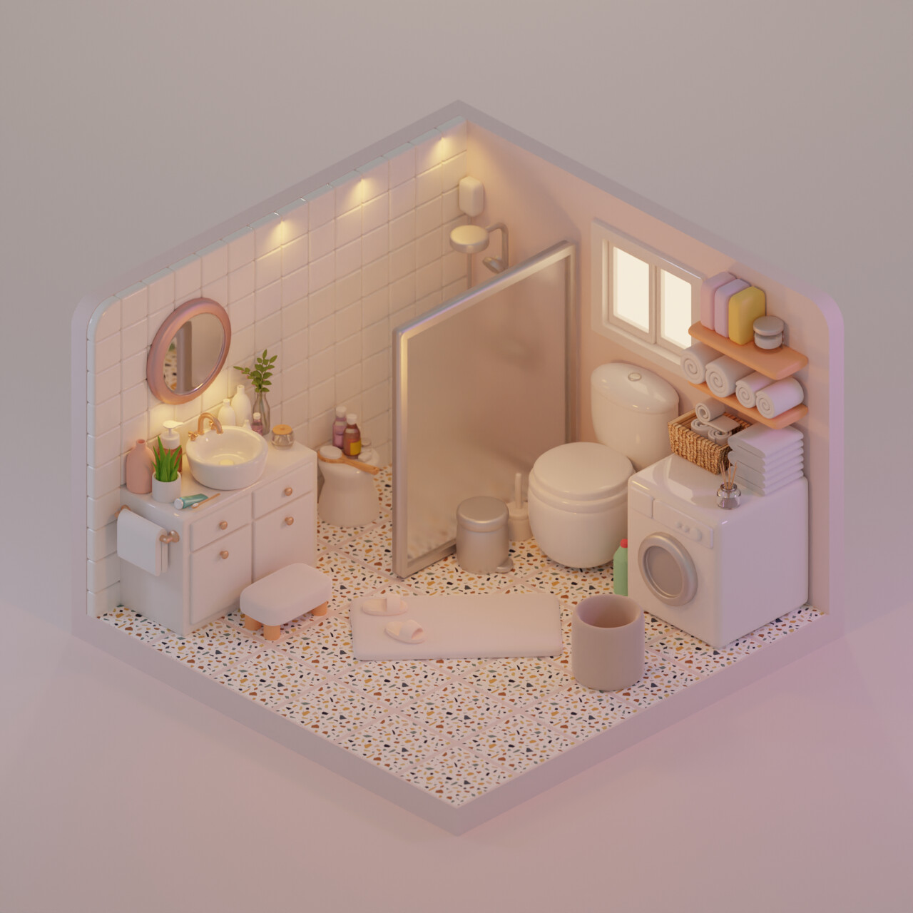 ArtStation - 3D Isometric Bathroom