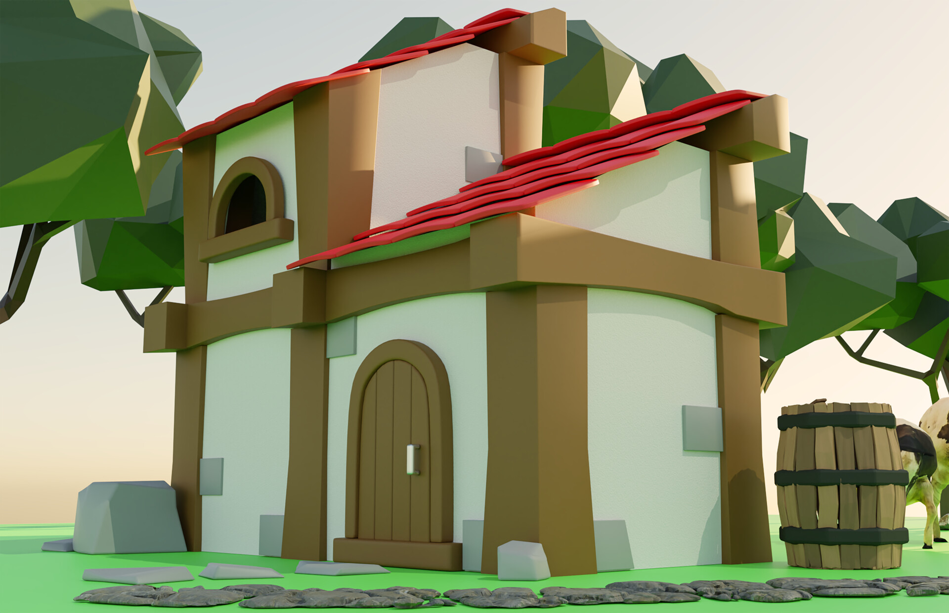 ArtStation - 2D, 3D, Game Design, Farmhouse, Low poly, 3D Low Poly ...