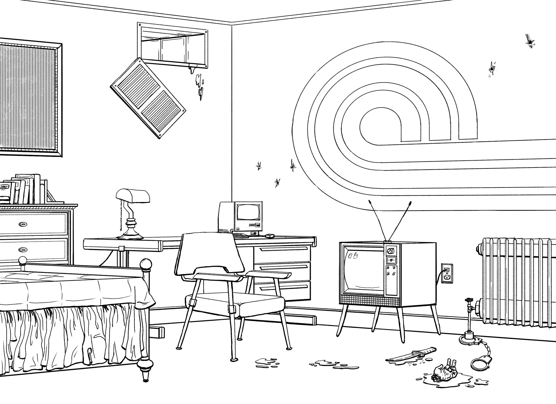 ArtStation - 80's Room Line Art