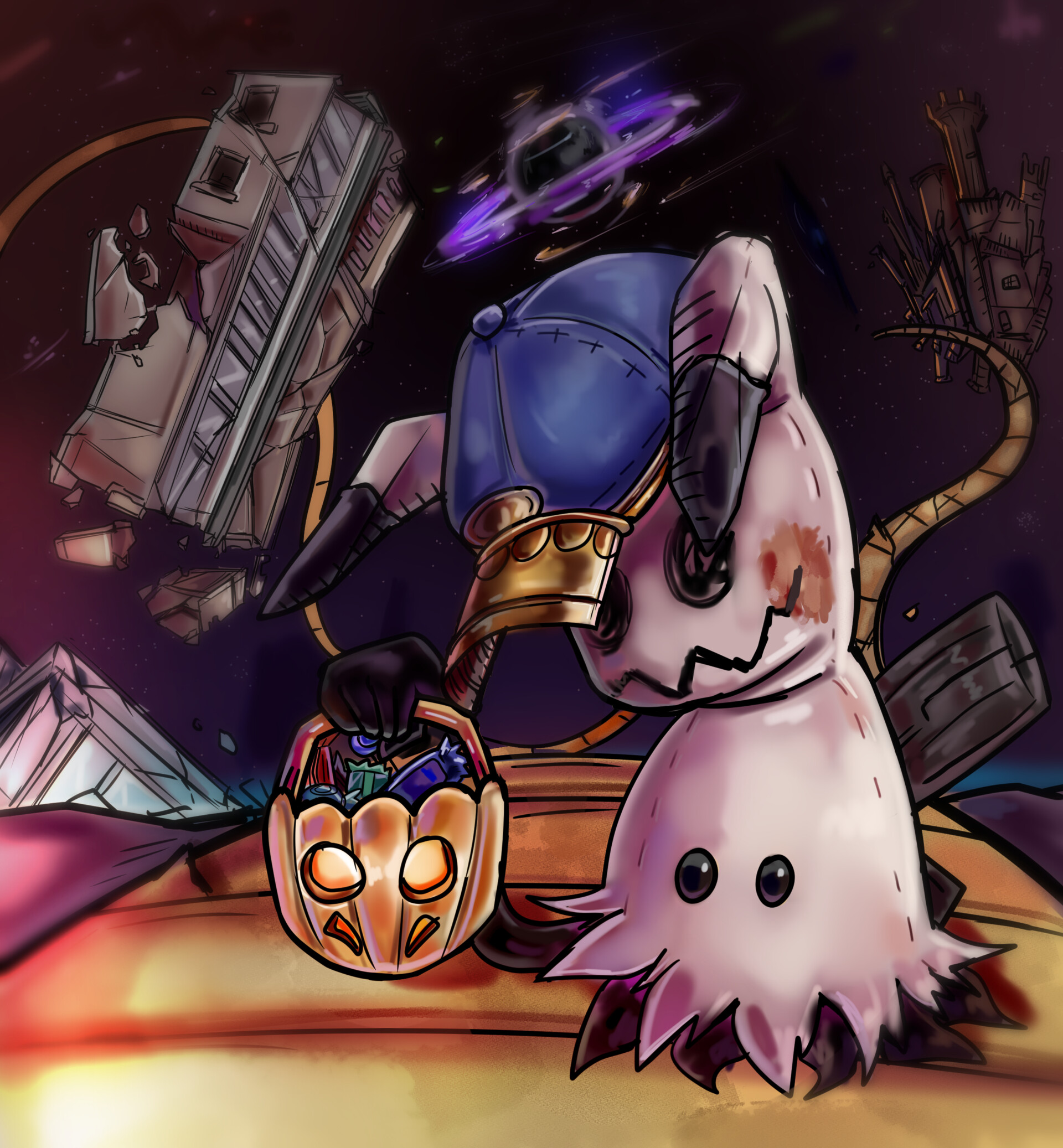 ArtStation - My yearly halloween mimikyu redraw (2022-2017)