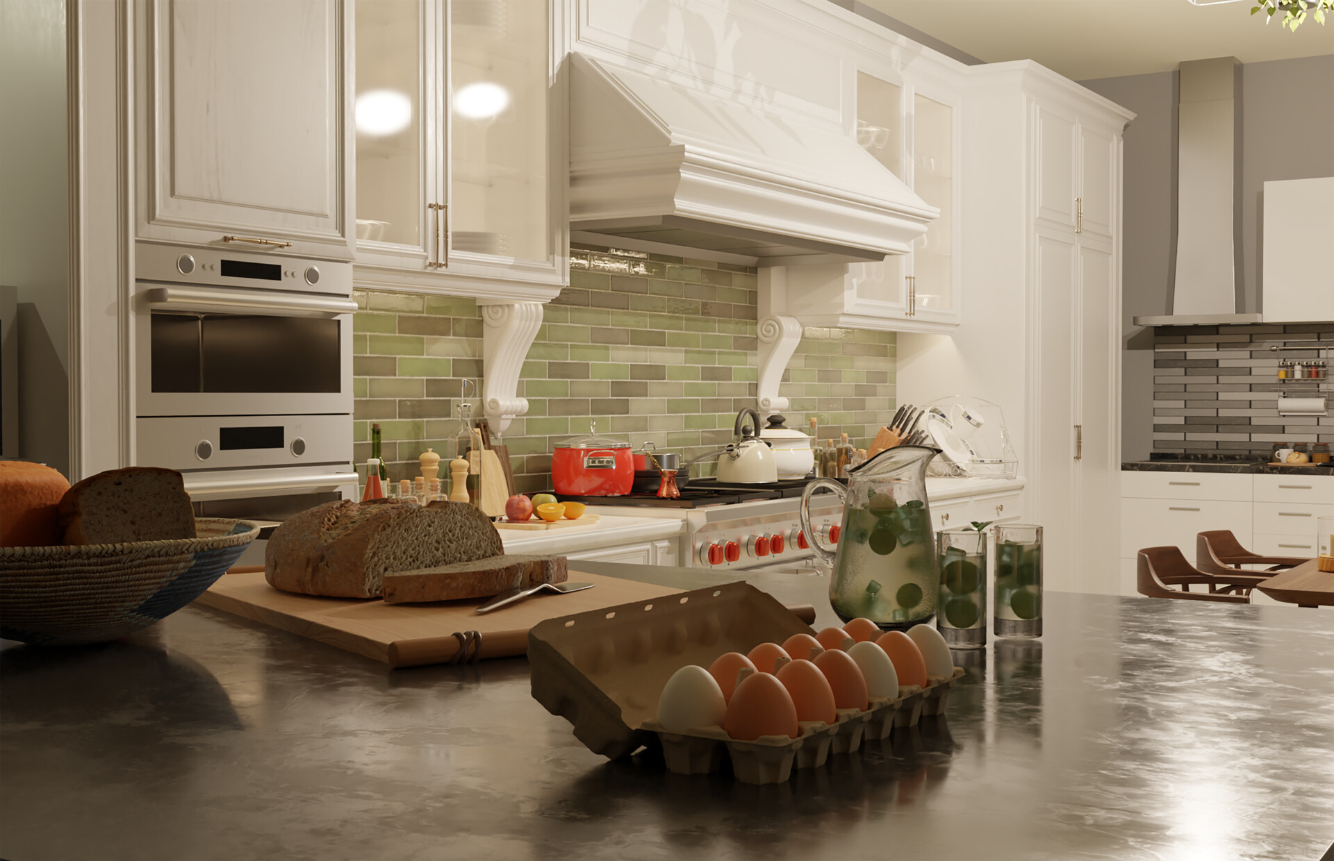 ArtStation - Kitchen interior design with realistic, 3D Kitchen Design ...