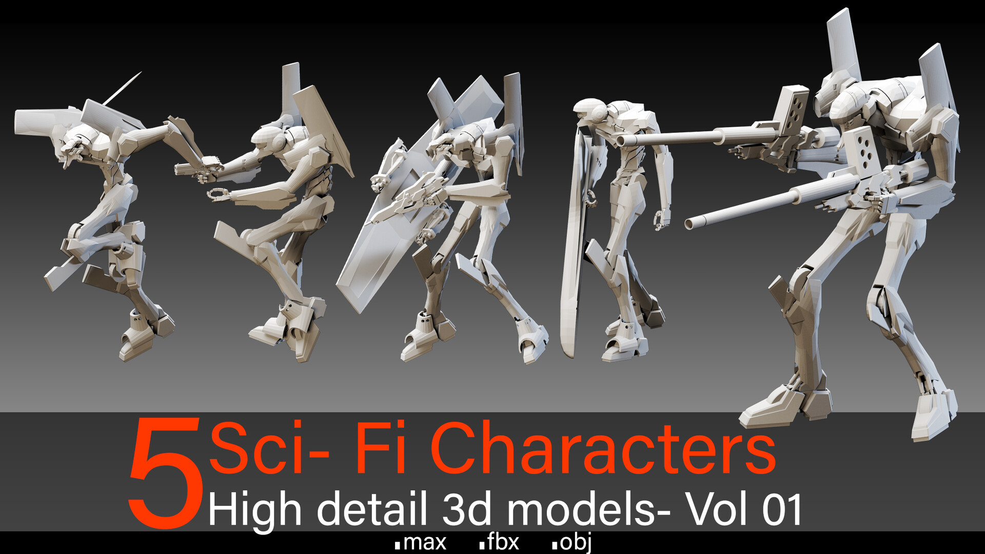 ArtStation - 5 Sci- Fi Characters- Vol 01- High detail 3d models