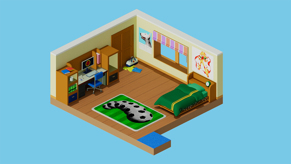 ArtStation - Lan's Bedroom from Megaman Battle Network 6