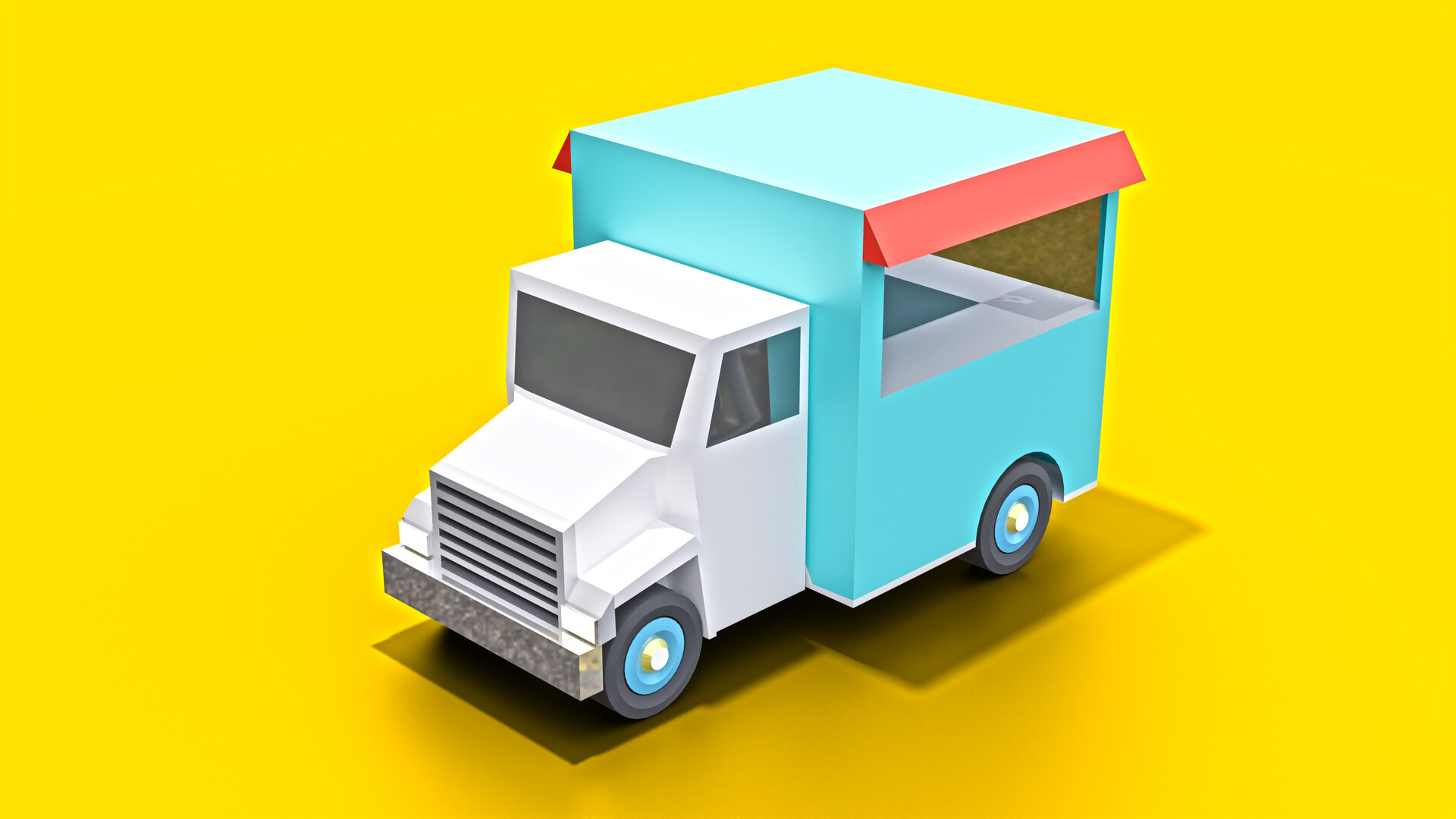 ArtStation - Cartoon Truck Low Poly 3D Model Free Free low-poly 3D model