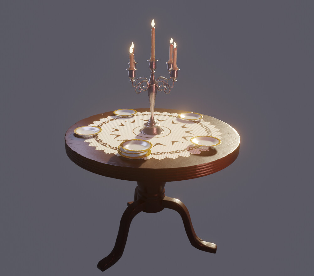 ArtStation - 3D Dining table / candle