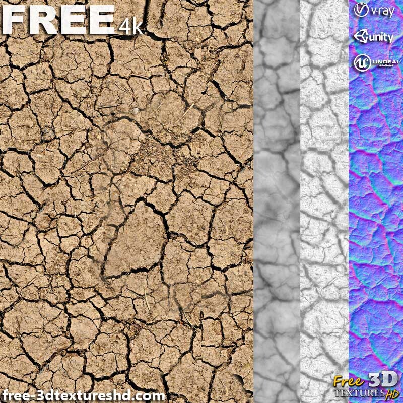 PBR Textures Free Download - Cracked Ground Seamless 3D Texture PBR in High Resolution Free ...