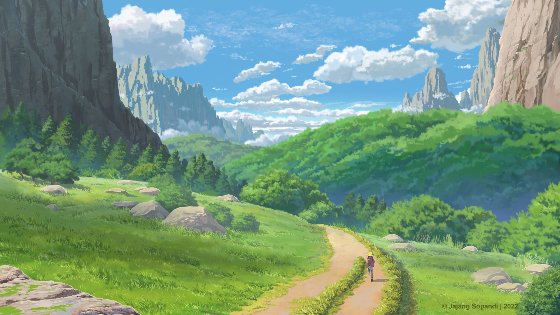 ArtStation - Mountain valley and hill