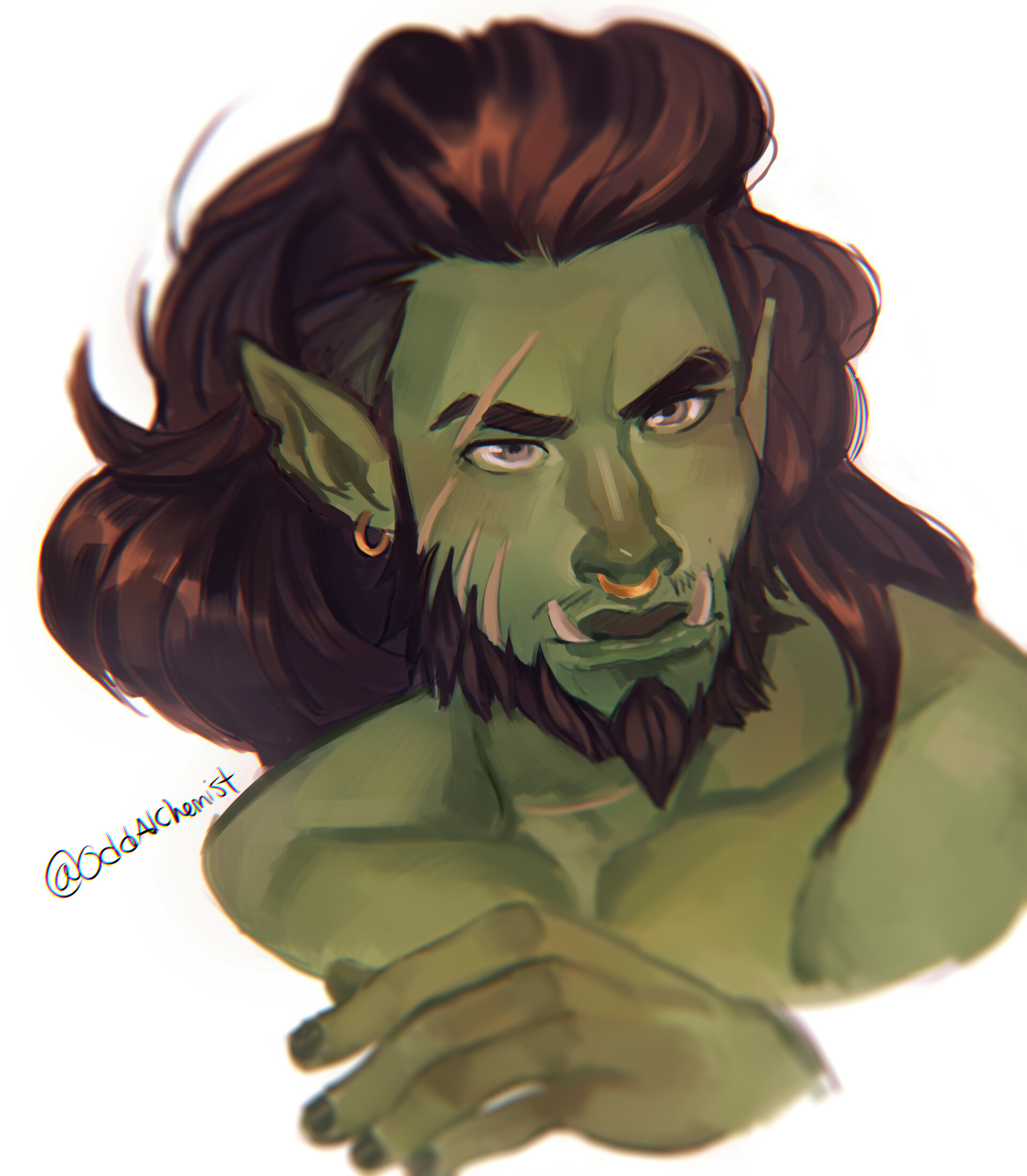 Prompthunt Male Half Orc Green Skin Yellow Eyes 55 Off