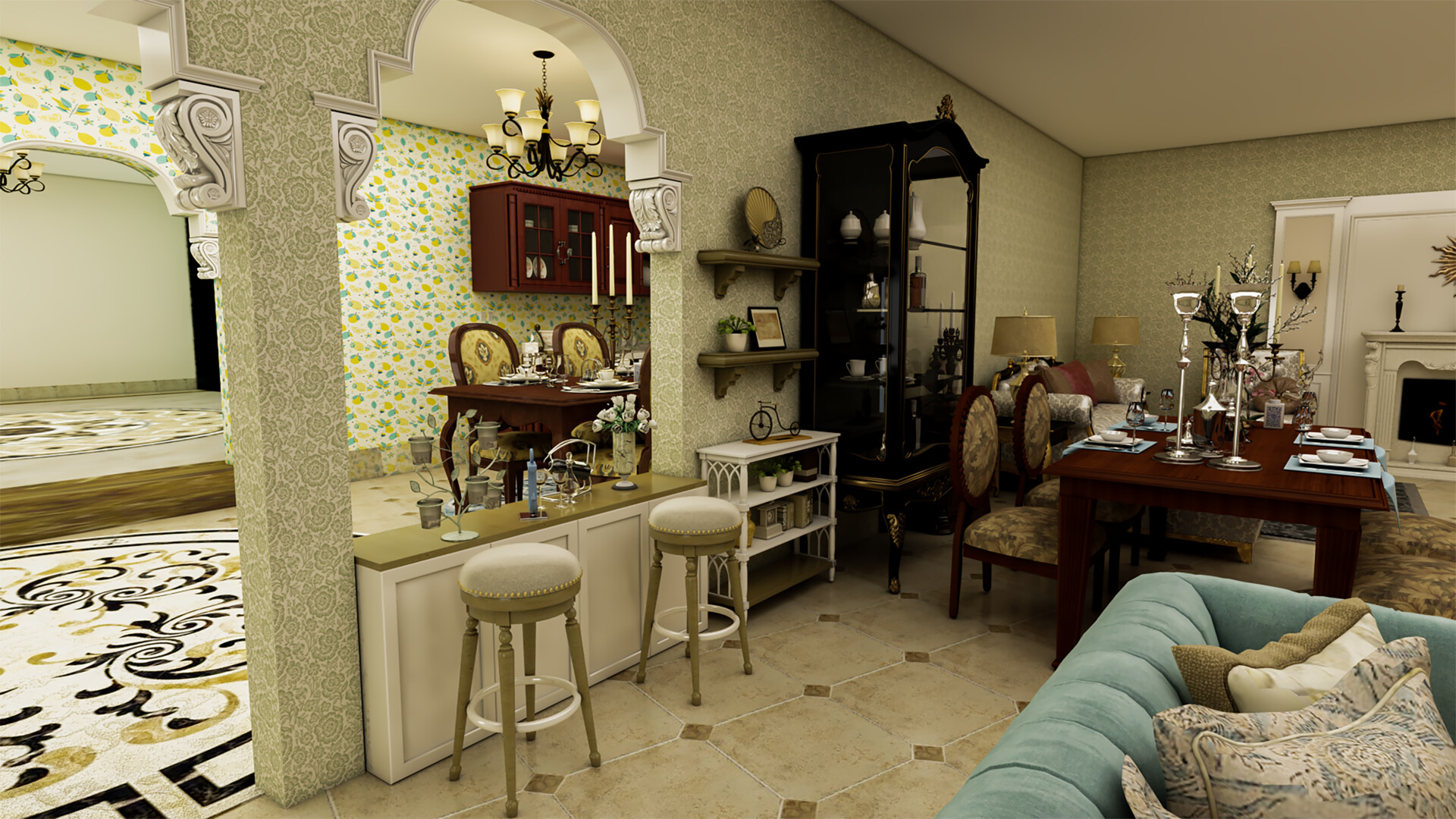 ArtStation - House interior, Old house interior, Retro, Vintage, Living ...