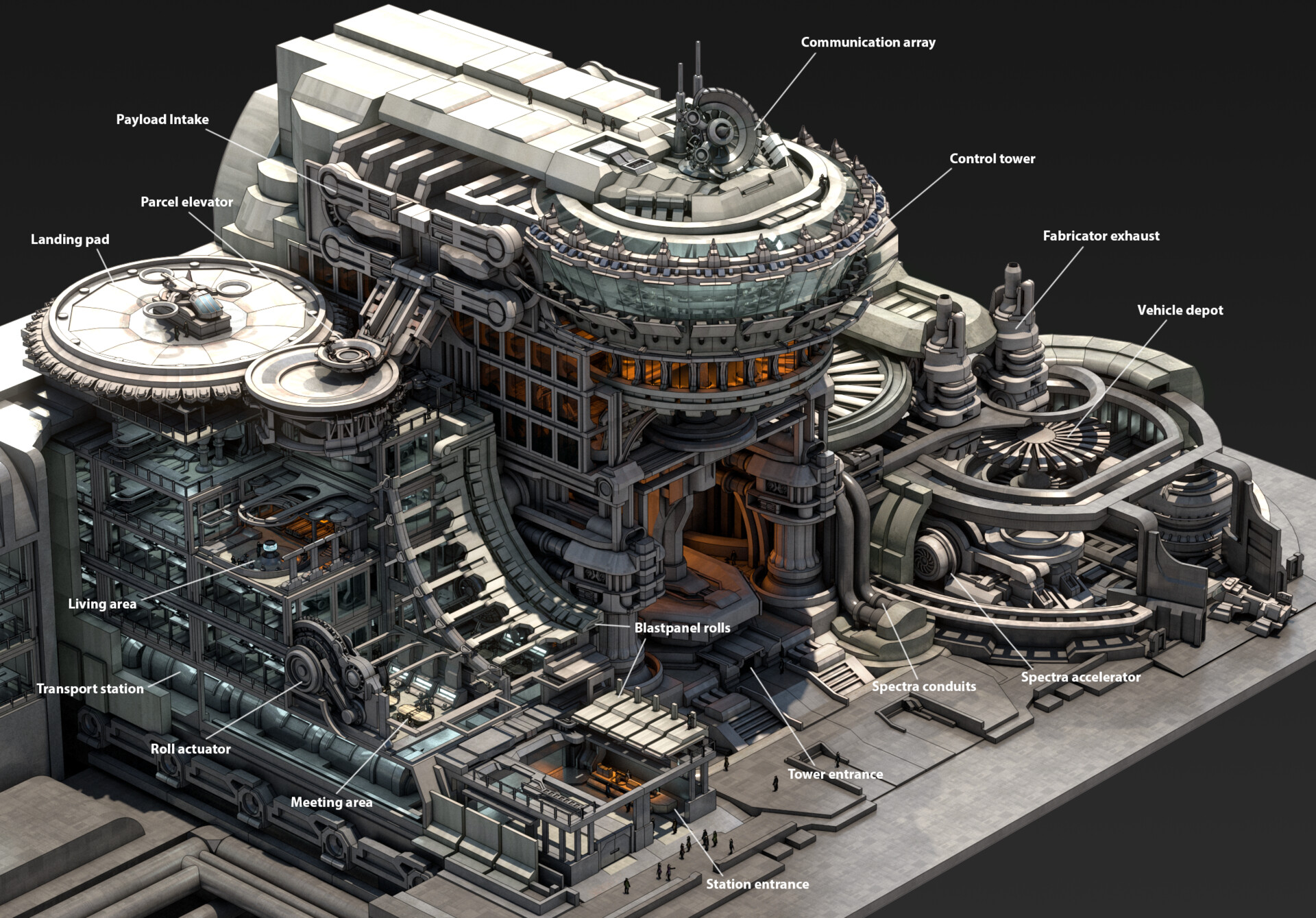 ArtStation - Logistic station cutaway