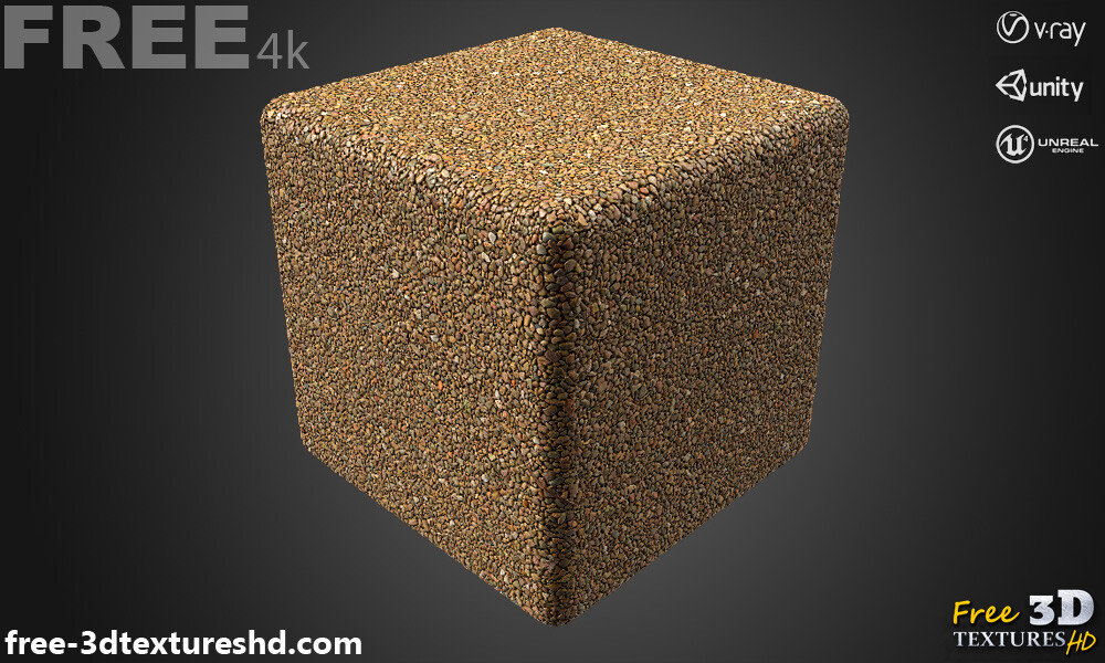 3D textures PBR free Download - Gravel ground seamless 3d Texture PBR ...
