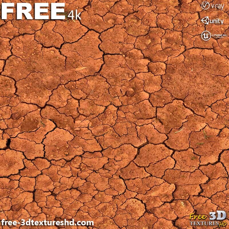 3D textures PBR free Download - Cracked Soil Seamless 3D Texture PBR in High Resolution Free ...