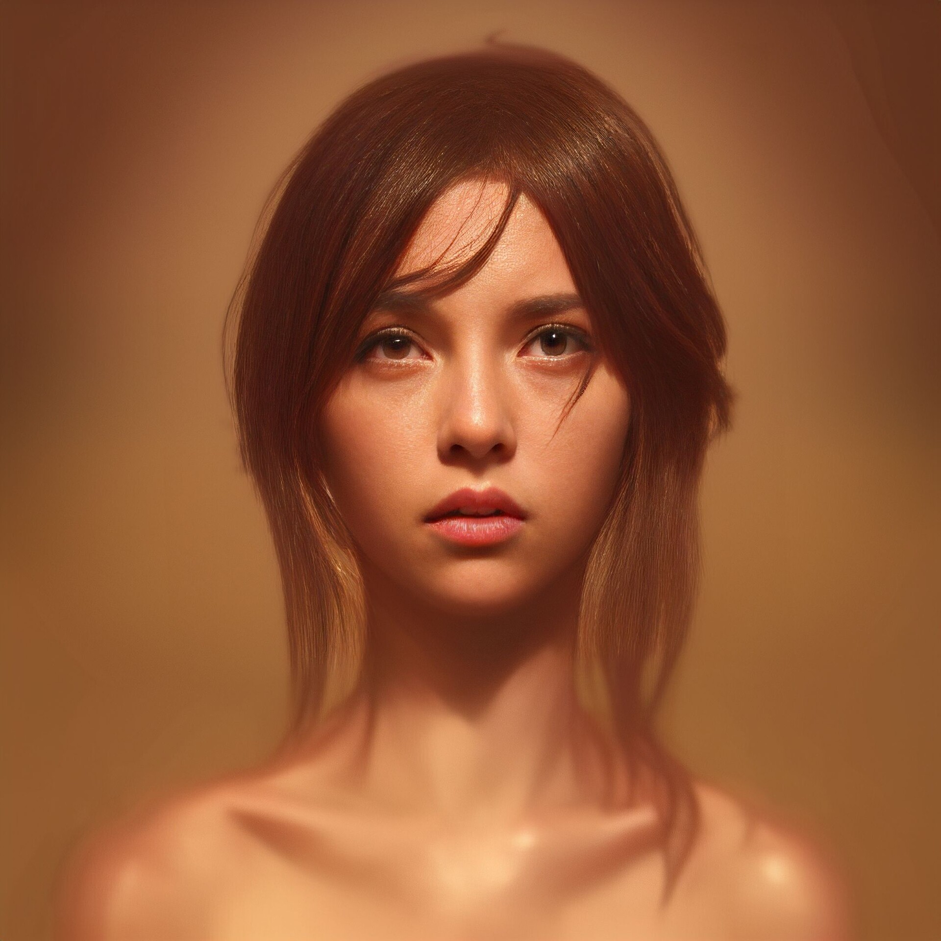 ArtStation - Portrait of a girl with bare shoulders